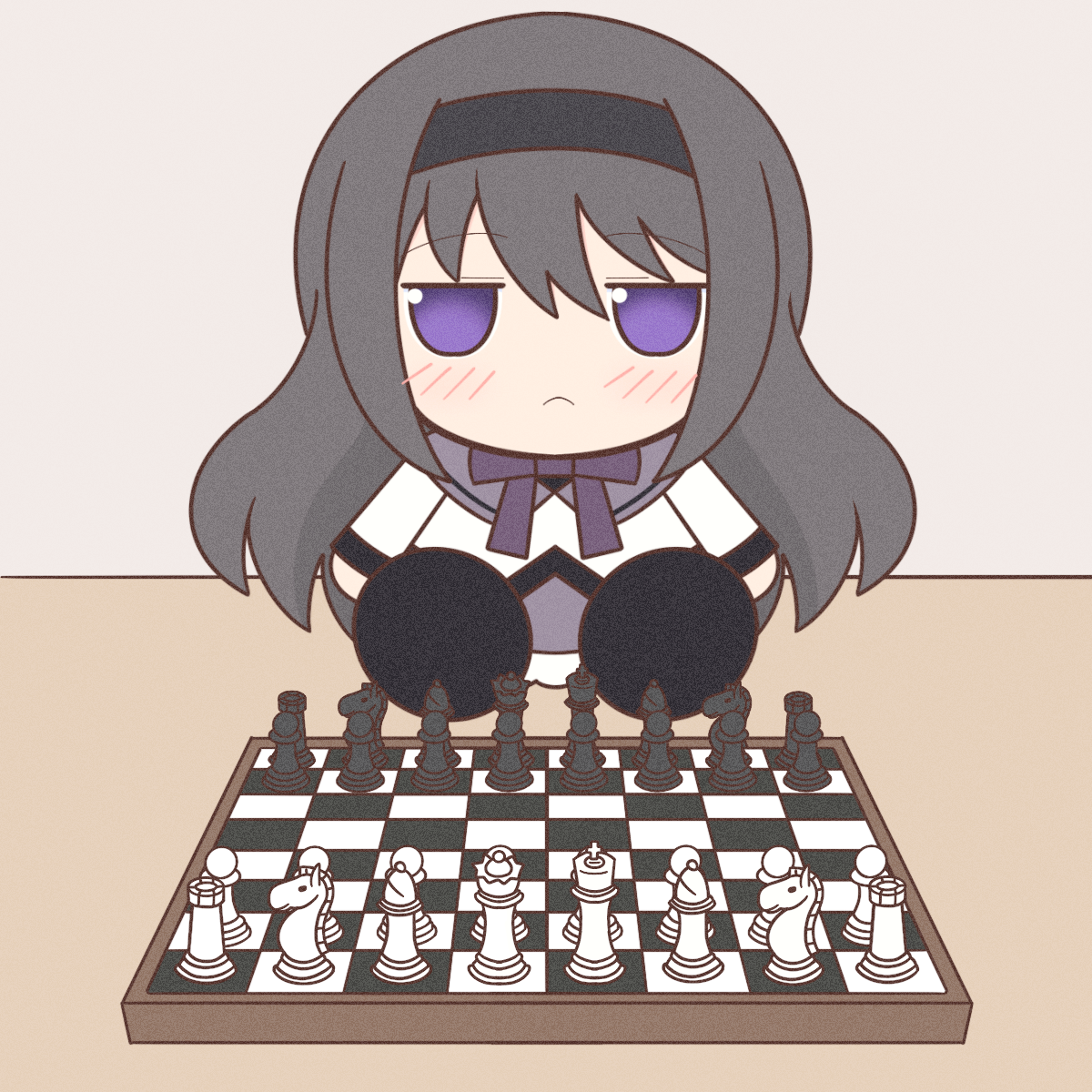 Safebooru - 1girl akemi homura bishop (chess) black hair blush chess ...