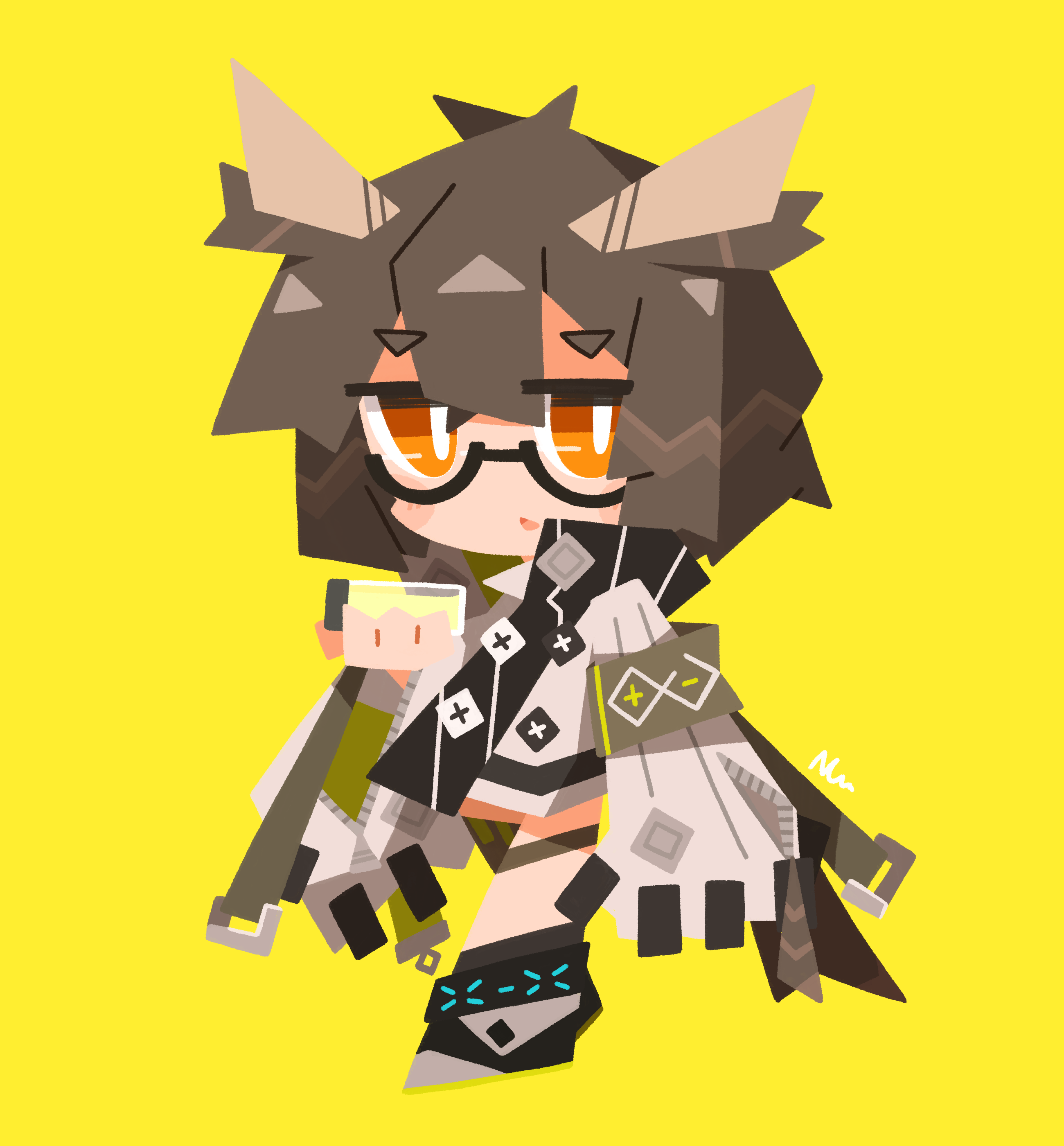 Safebooru - 1girl absurdres arknights black-framed eyewear black hair blush stickers glasses ...