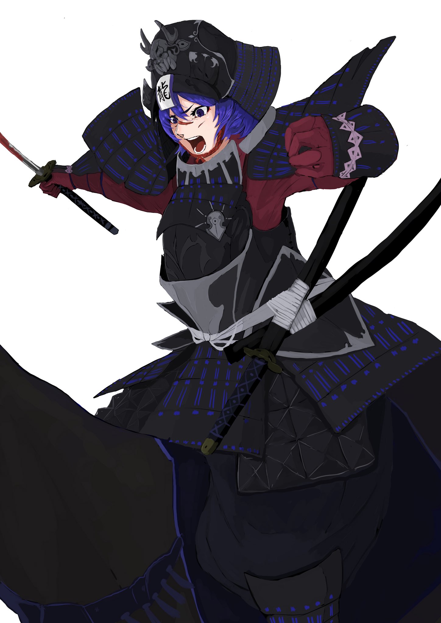 Safebooru - 1girl alternate costume amakasu kagemochi amakasu kagemochi (cosplay) armor black ...