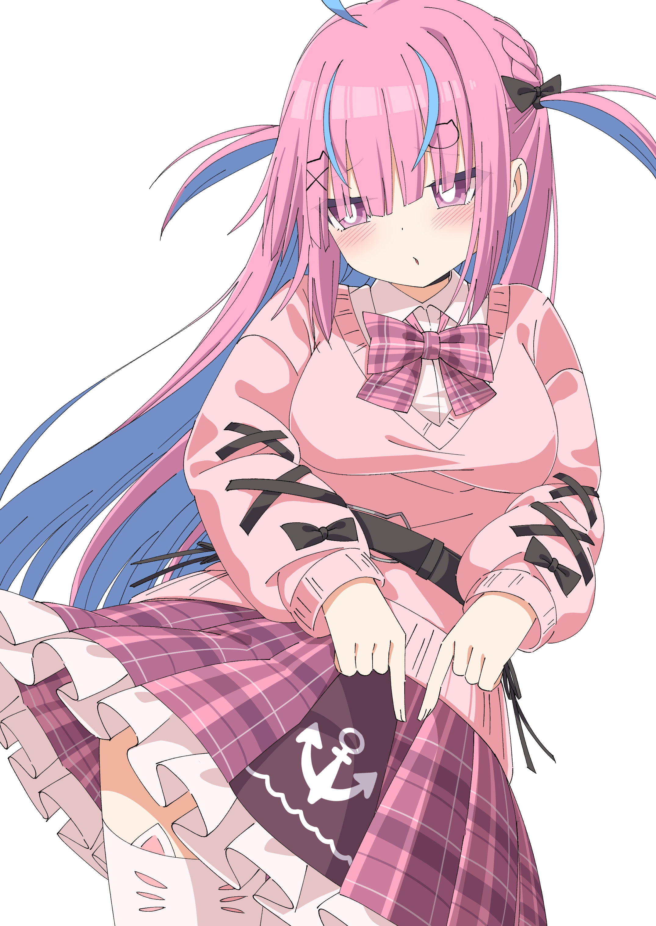 Safebooru - 1girl absurdres ahoge anchor print anchor symbol animal ear legwear belt black belt ...