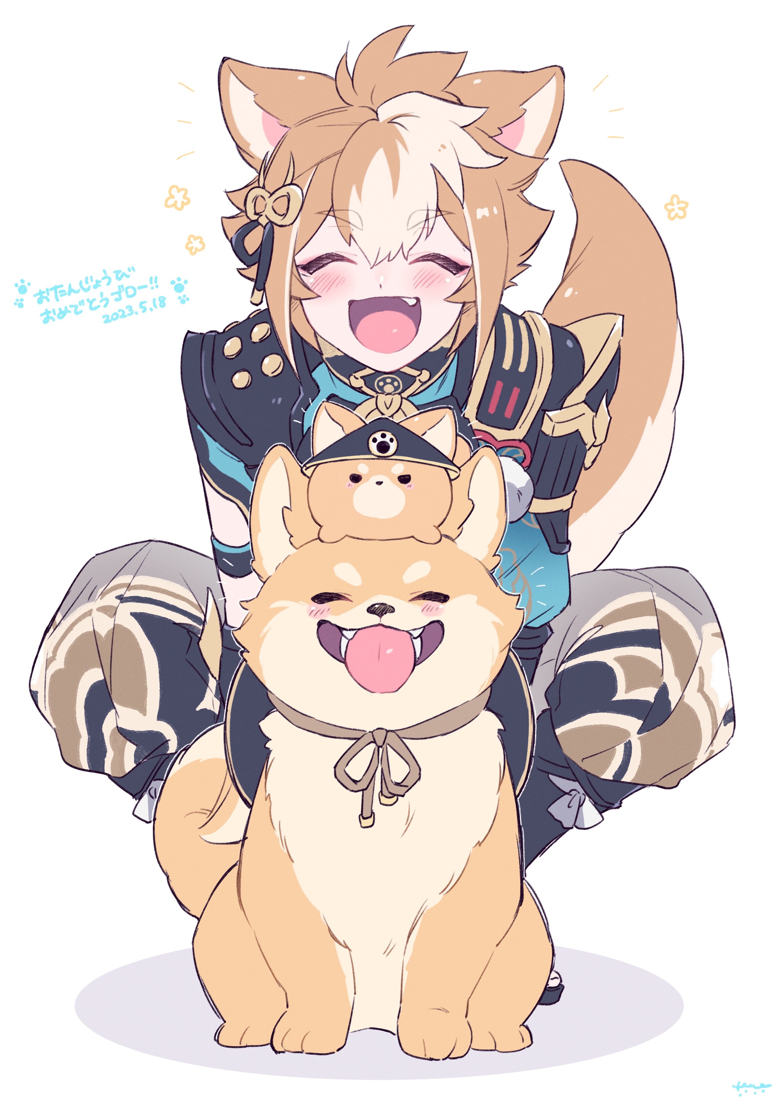 Safebooru - 1boy :d ^ ^ absurdres animal ears armor asymmetrical ...
