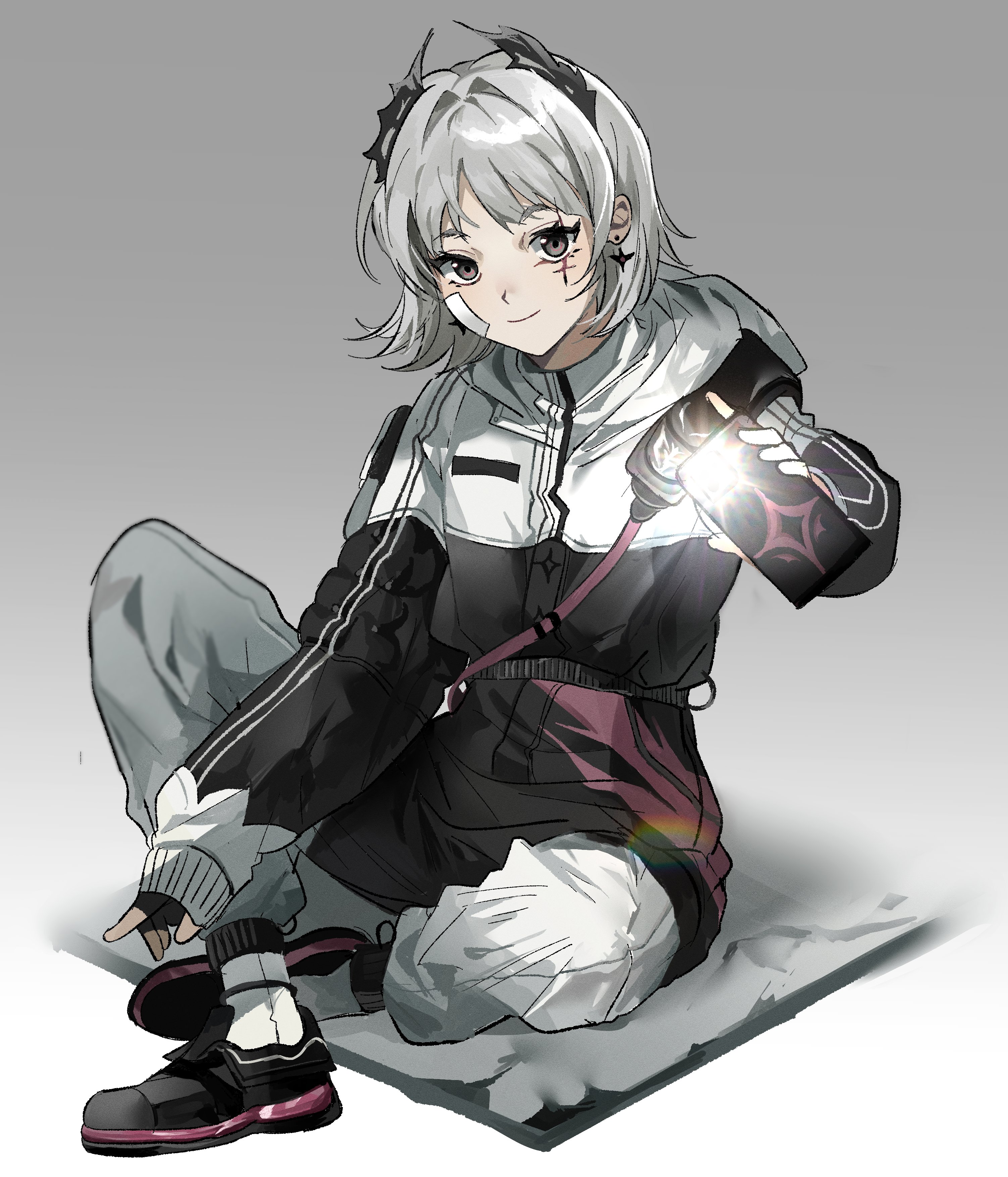 Safebooru - 1girl absurdres adapted costume aehobakjeon arknights bandaid bandaid on face black ...