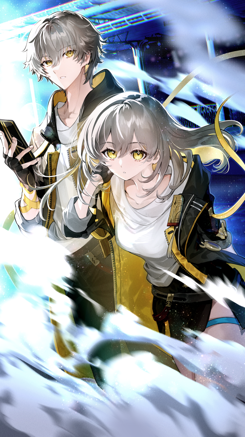 Safebooru - 1boy 1girl black coat black gloves black pants black skirt ...