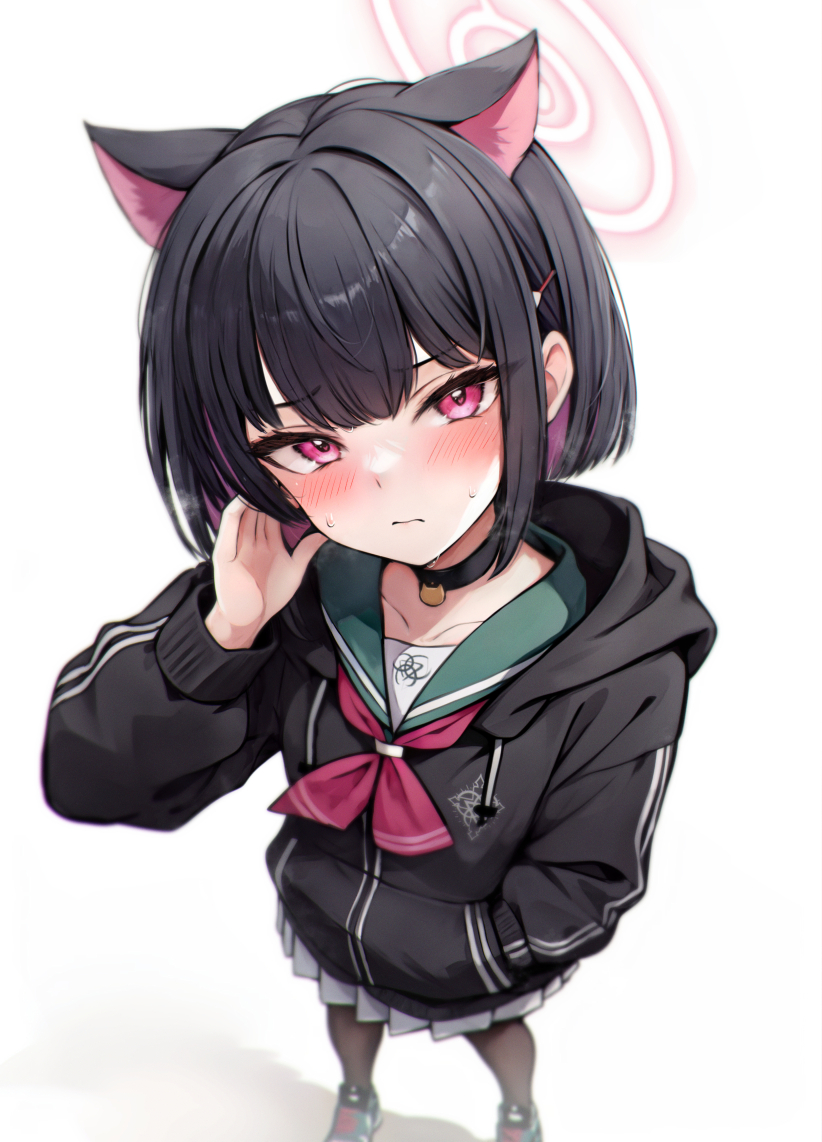Safebooru - 1girl animal ears black jacket blue archive blunt bangs cat ...