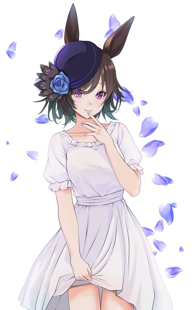 Safebooru - 1girl alternate hair length alternate hairstyle animal ears blue flower blue rose ...