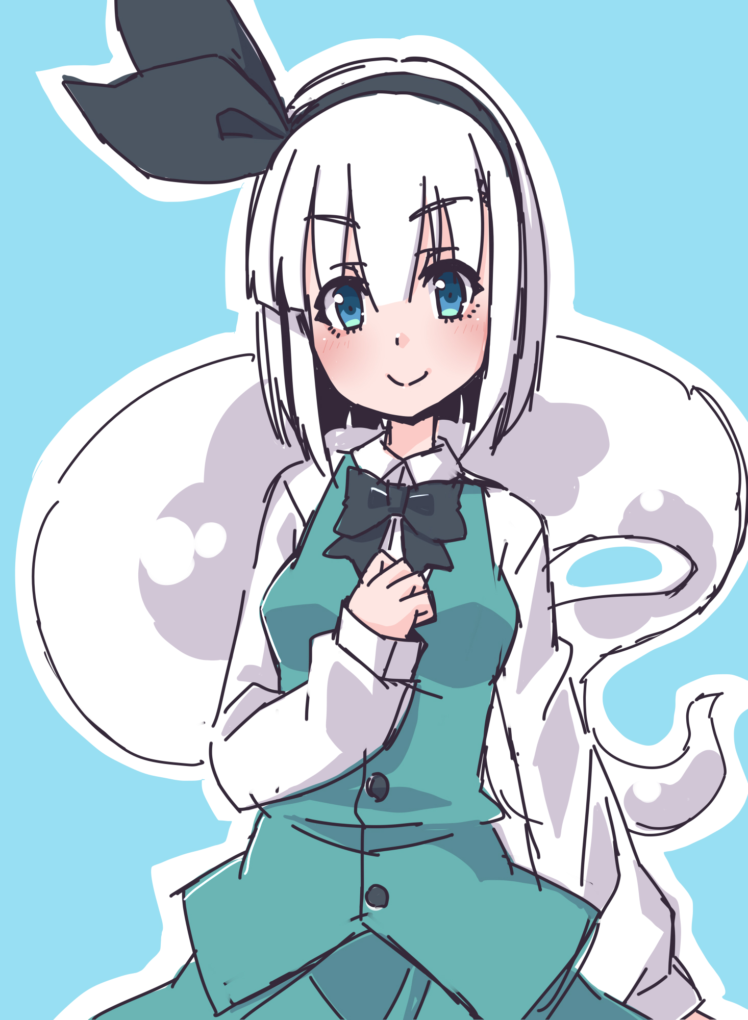 Safebooru - 1girl blue background blue eyes blunt bangs bob cut bow bowtie closed mouth collared ...