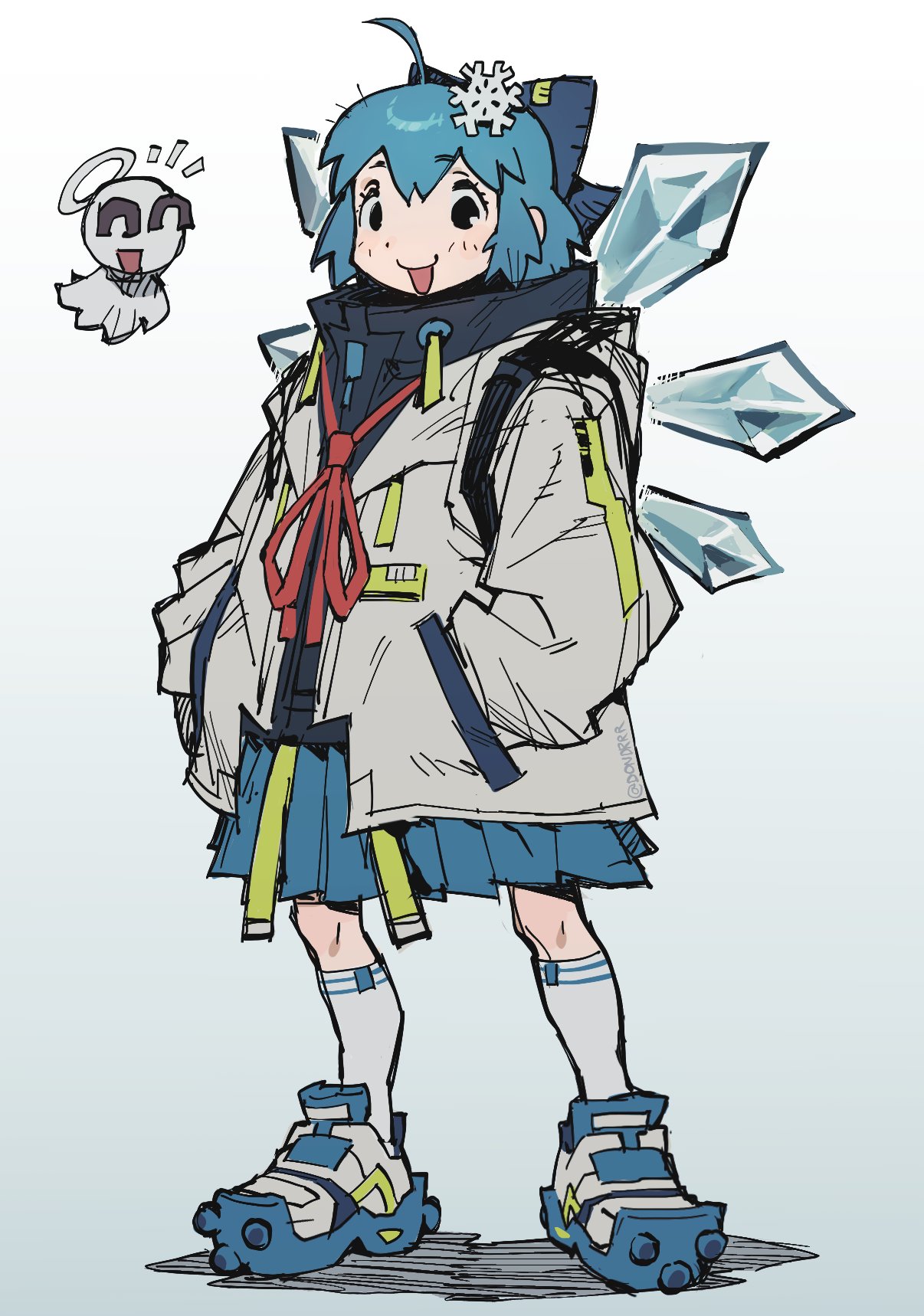 Safebooru 1girl Ahoge Alternate Costume Blue Footwear Blue Hair Blue 9789