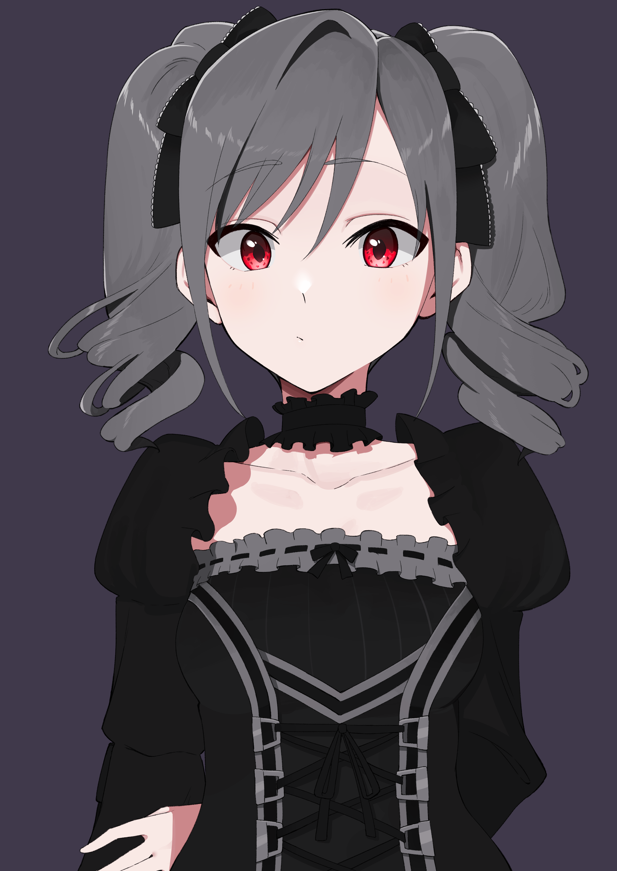 Safebooru - 1girl absurdres black choker black dress black ribbon choker collarbone dress drill ...