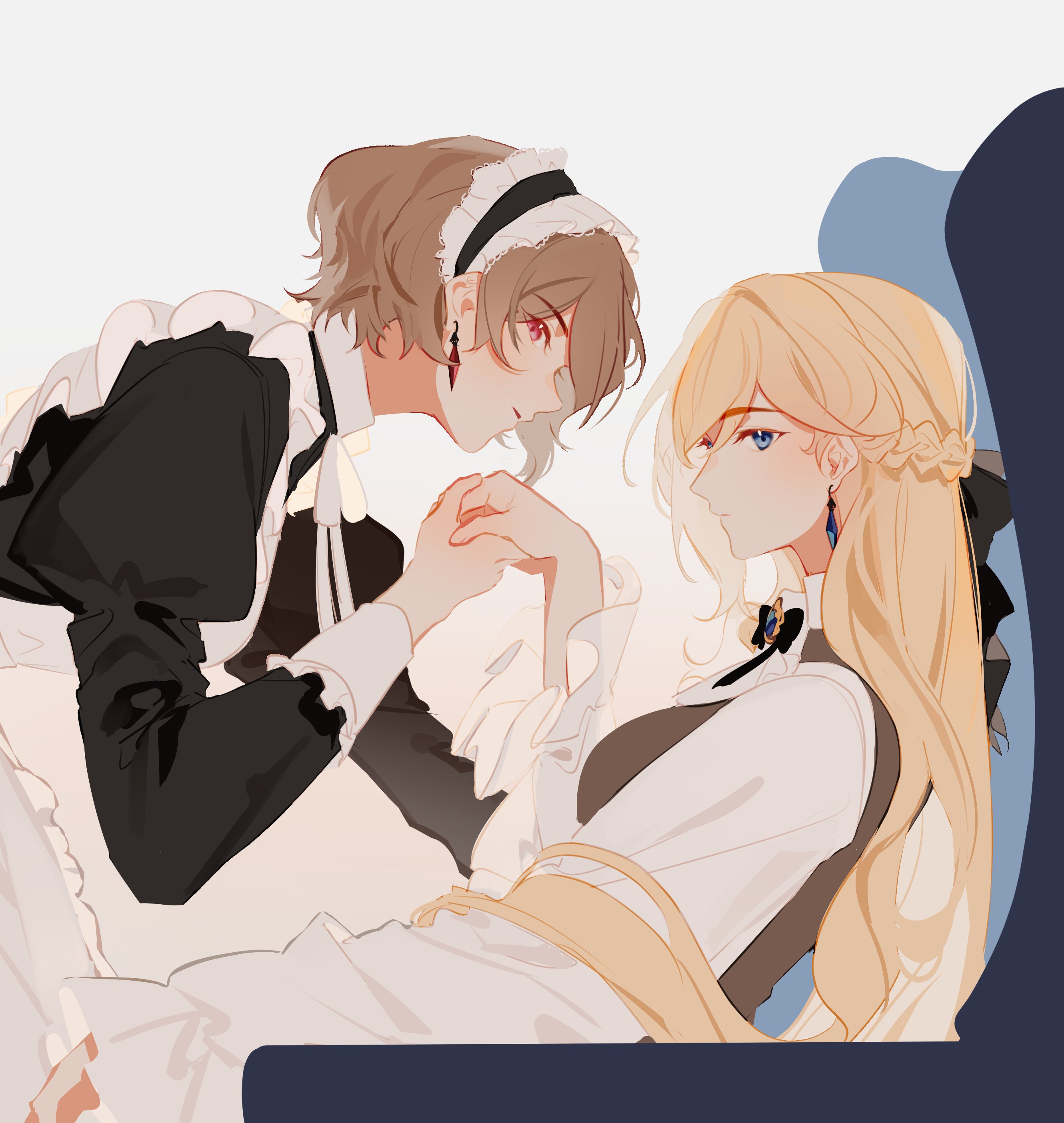 Safebooru - 2girls absurdres alternate costume bianka durandal ataegina black headwear black ...