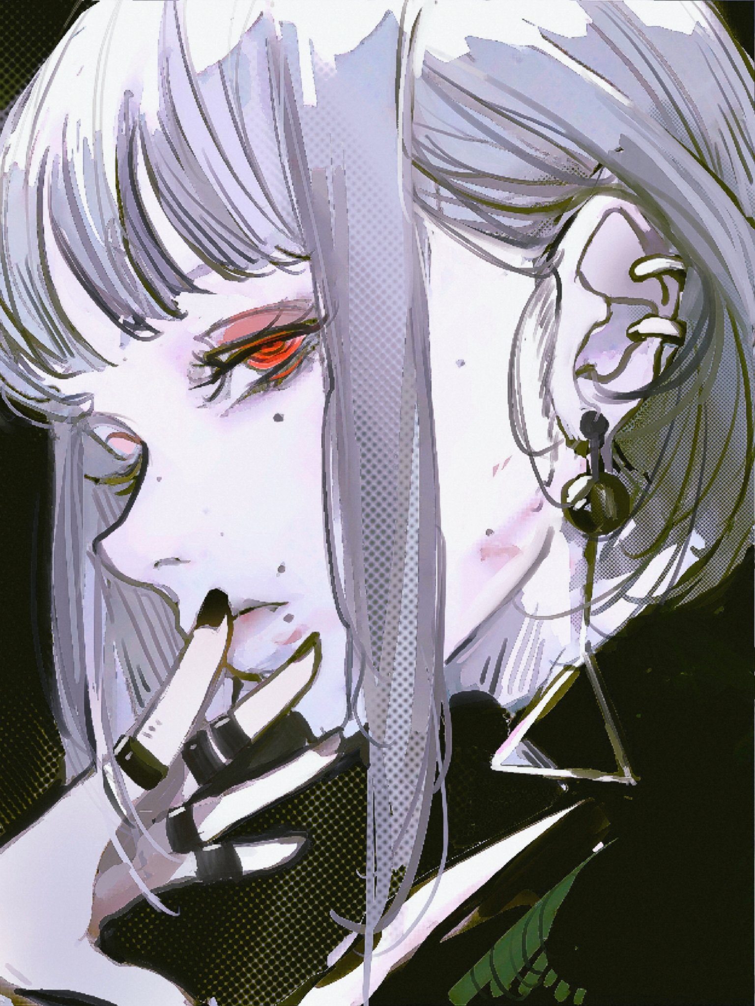 Safebooru - 1girl chainsaw man ear piercing earrings fami (chainsaw man ...