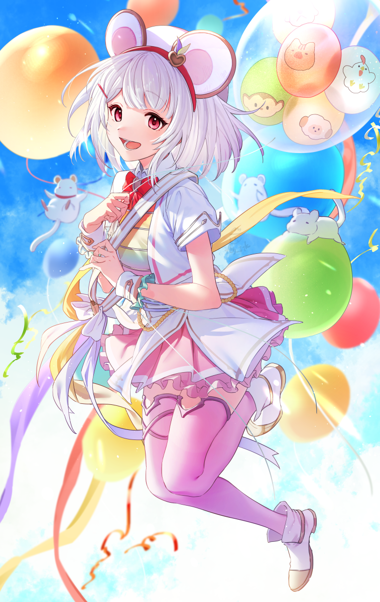 Safebooru - 1girl animal ears ankle boots balloon beret blue sky boots fake animal ears feb itk ...