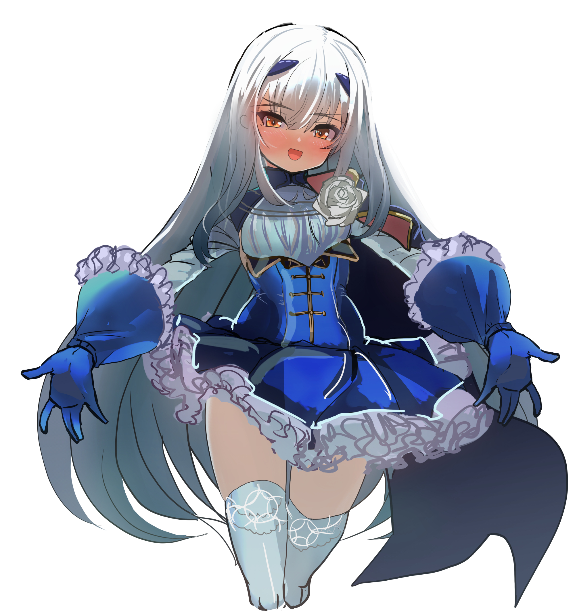 Safebooru - 1girl blue gloves blush breasts dress eyebrows hidden by hair fairy knight lancelot ...