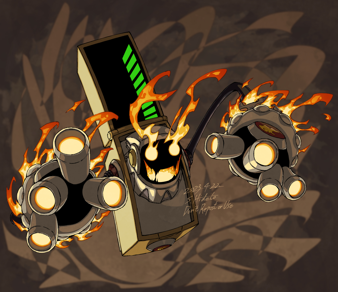 Safebooru - 1boy commentary request dated fangs fire floating heatman ...