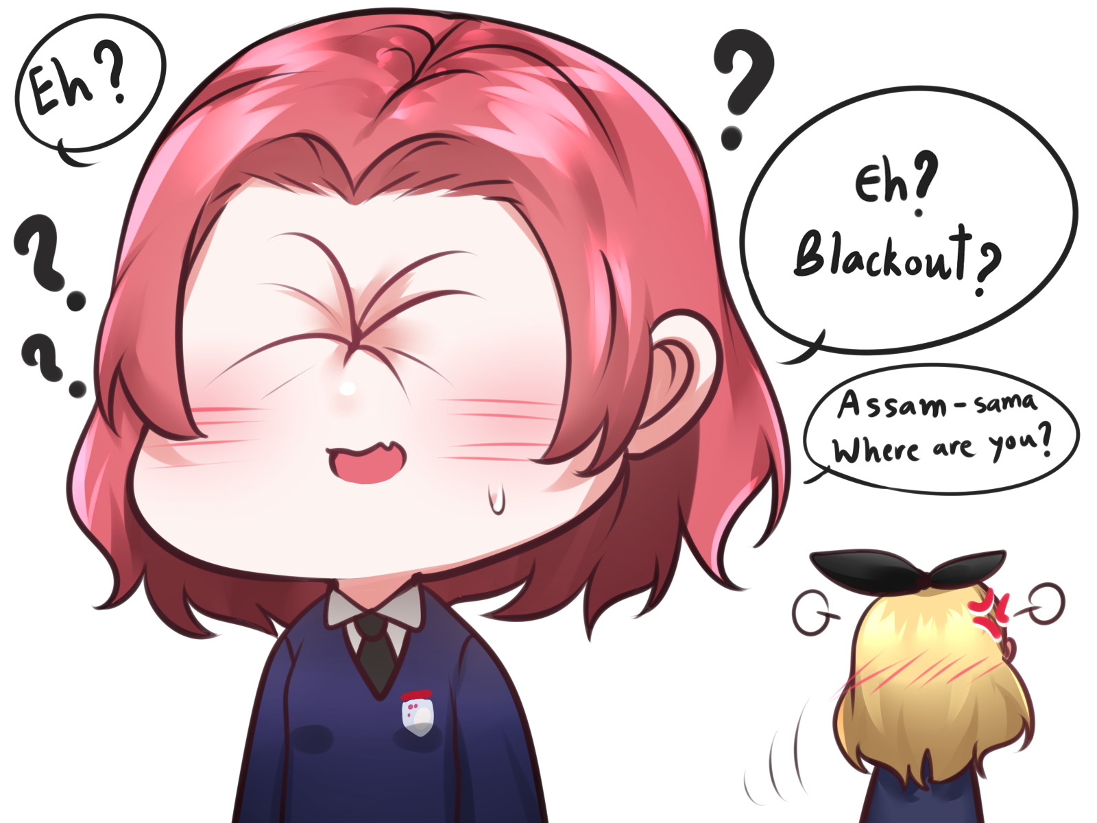 Safebooru - 2girls ? angry assam (girls und panzer) blonde hair blush ...