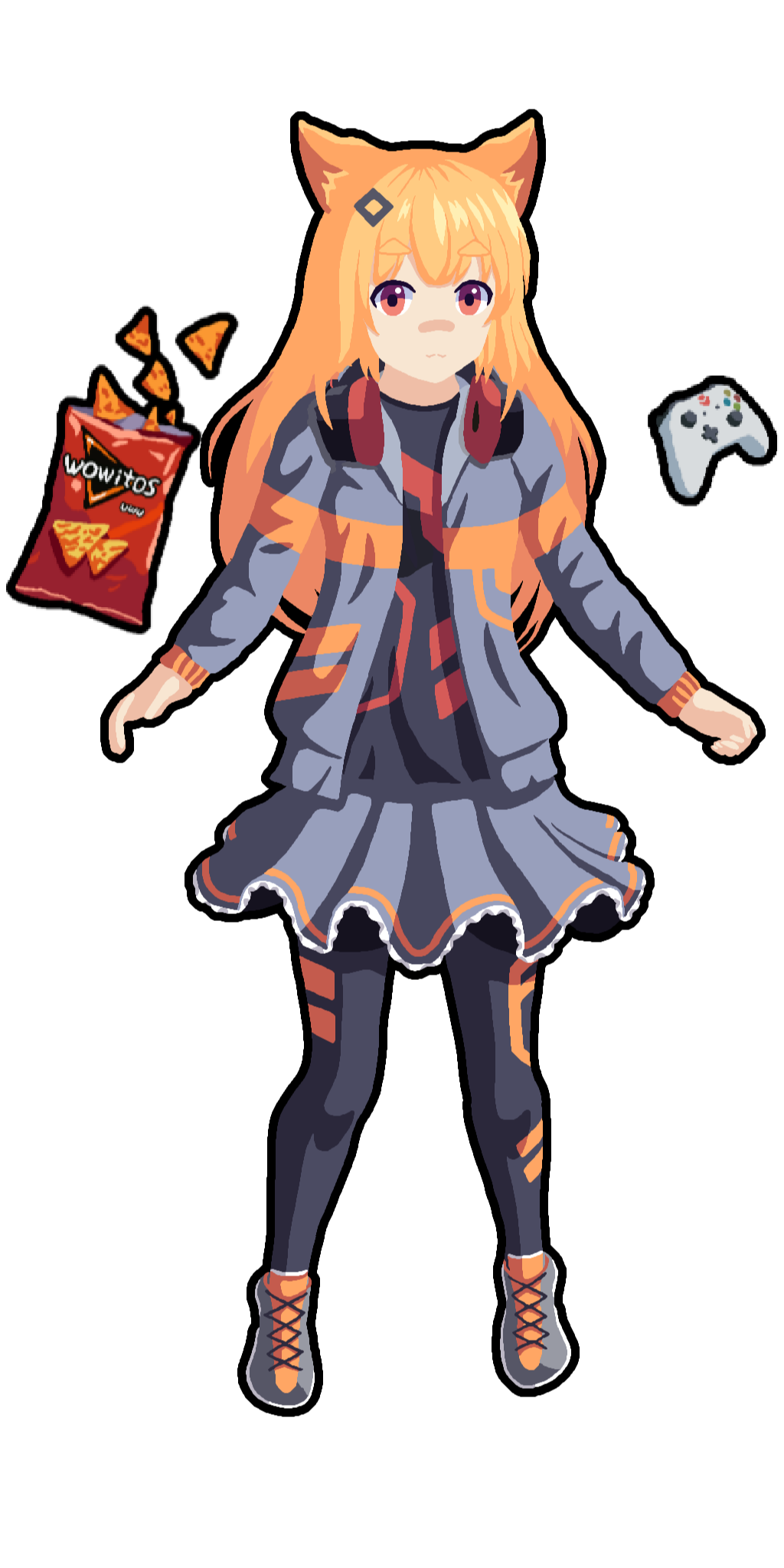 Safebooru - 1girl :3 animal ears animindustry anuken bag of chips ...