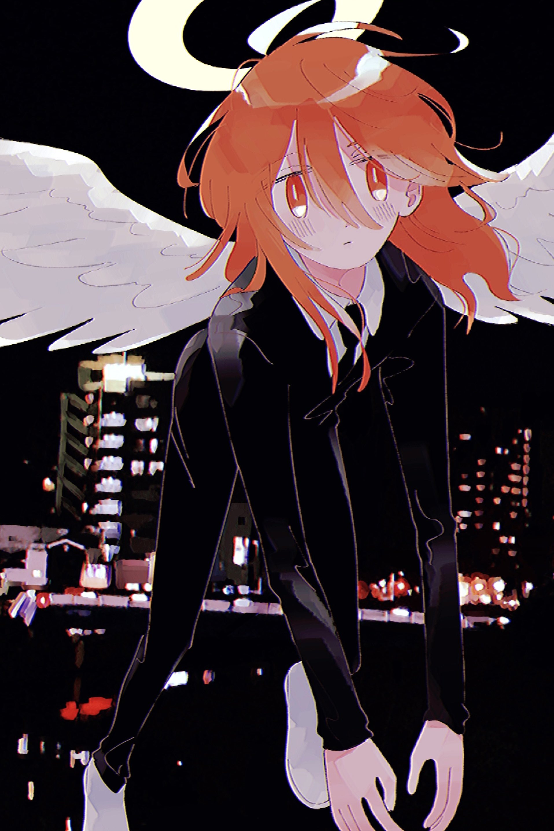 Safebooru - 1boy absurdres angel angel devil (chainsaw man) angel wings black jacket black ...