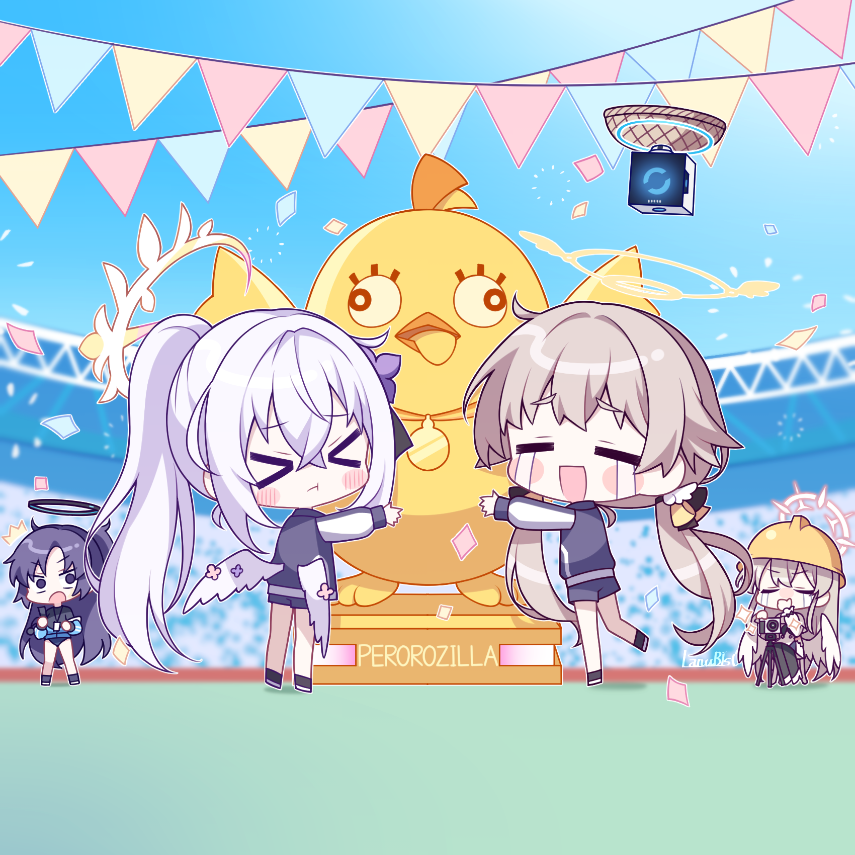 Safebooru - 1girl 4girls azusa (blue archive) blue archive buruma gym shirt gym shorts gym ...