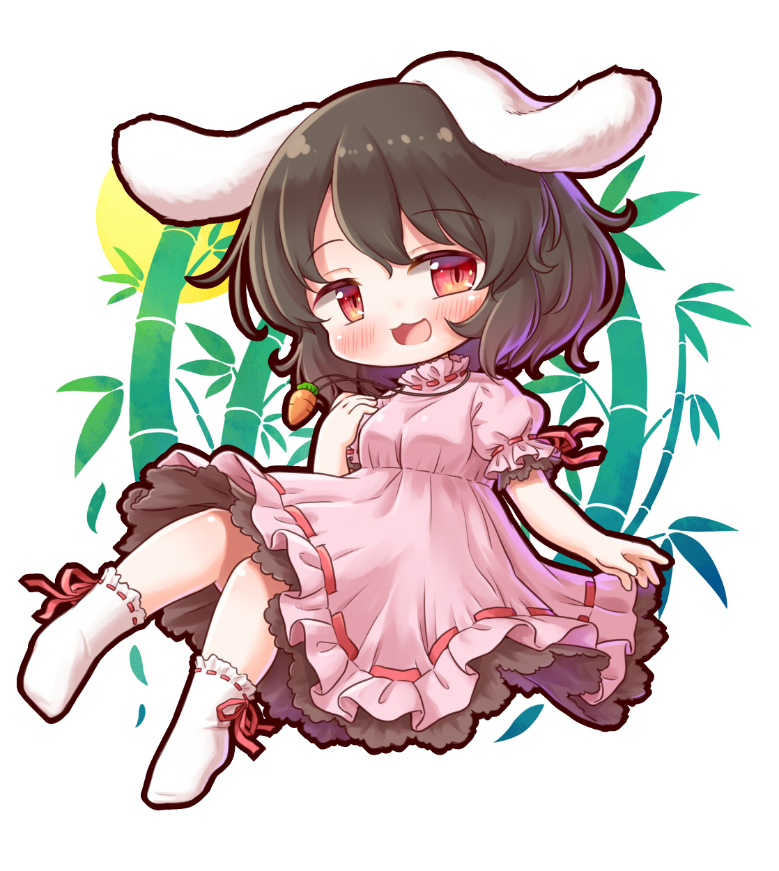 Safebooru - animal ears arinu bamboo black hair blush breasts chibi ...