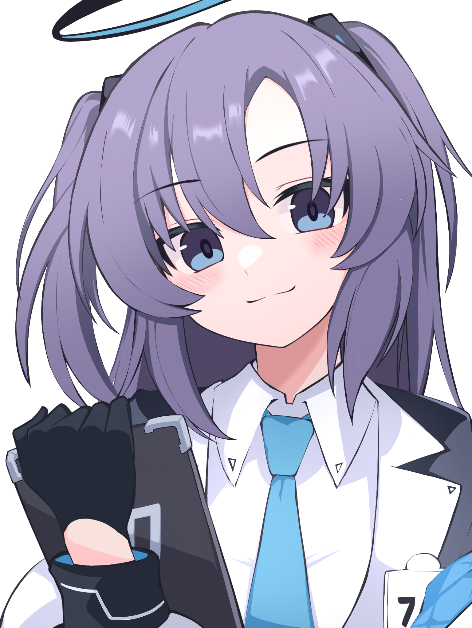 Safebooru - 1girl black gloves black suit blue archive blue eyes blue necktie blush closed mouth ...