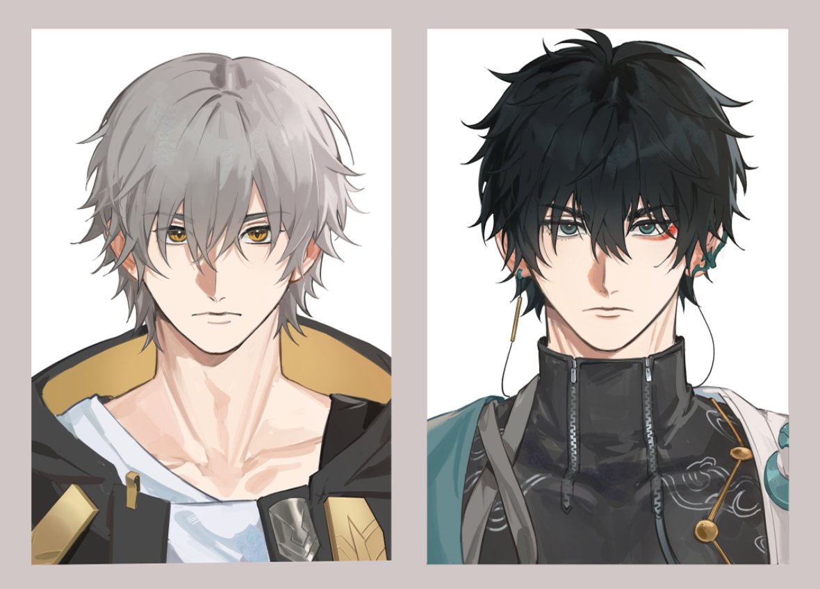 Safebooru - 2boys black hair caelus (honkai: star rail) closed mouth ...