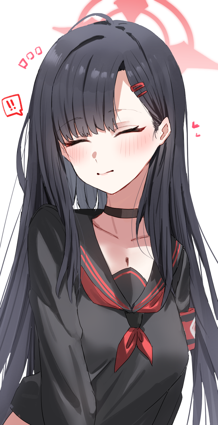 Safebooru - 1girl black choker black hair black serafuku blue archive choker closed eyes halo ...