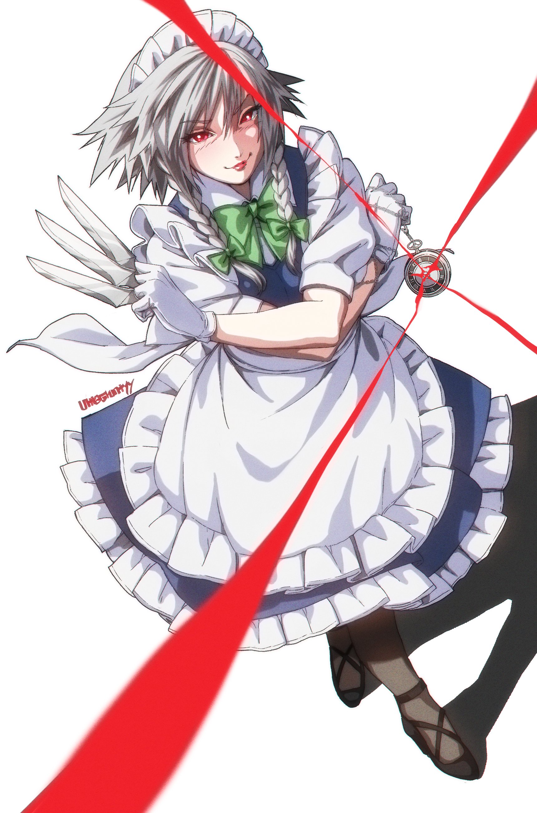 Safebooru - 1girl absurdres black footwear bow bowtie braid commentary ...