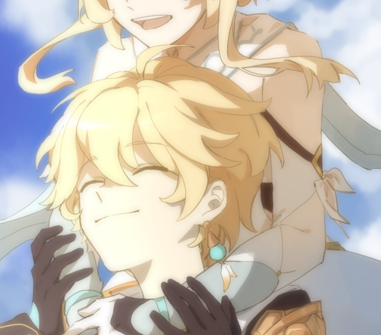 Safebooru - 1boy 1girl aether (genshin impact) ahoge anime coloring ...