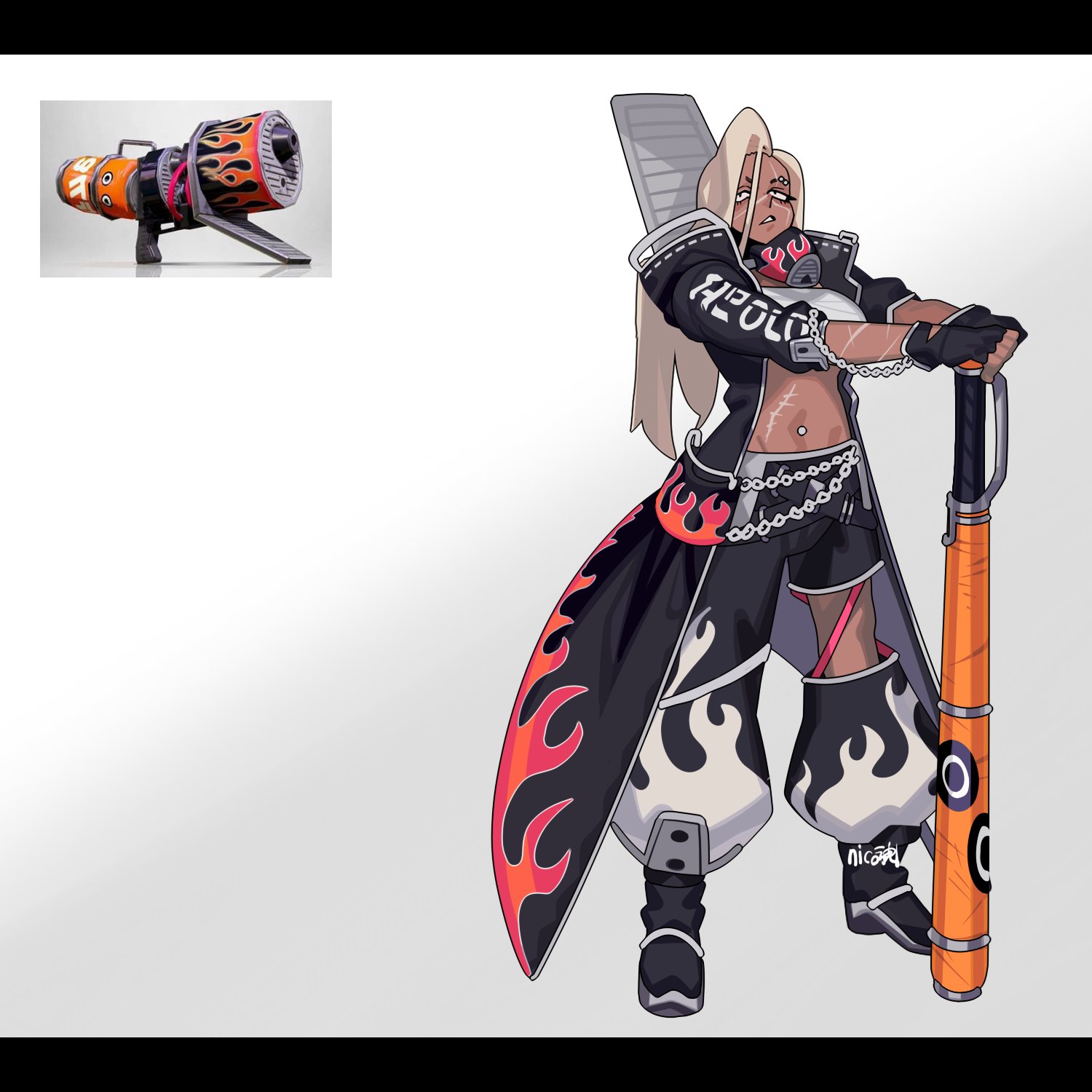 Safebooru - 1girl baseball bat black eyes blaster (splatoon) blonde ...