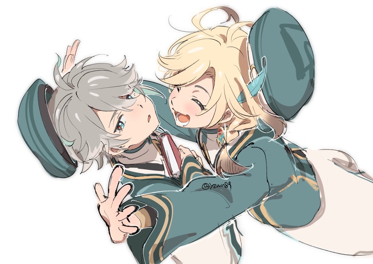Safebooru - 2boys aged down ahoge akademiya uniform alhaitham (genshin impact) aqua eyes aqua ...