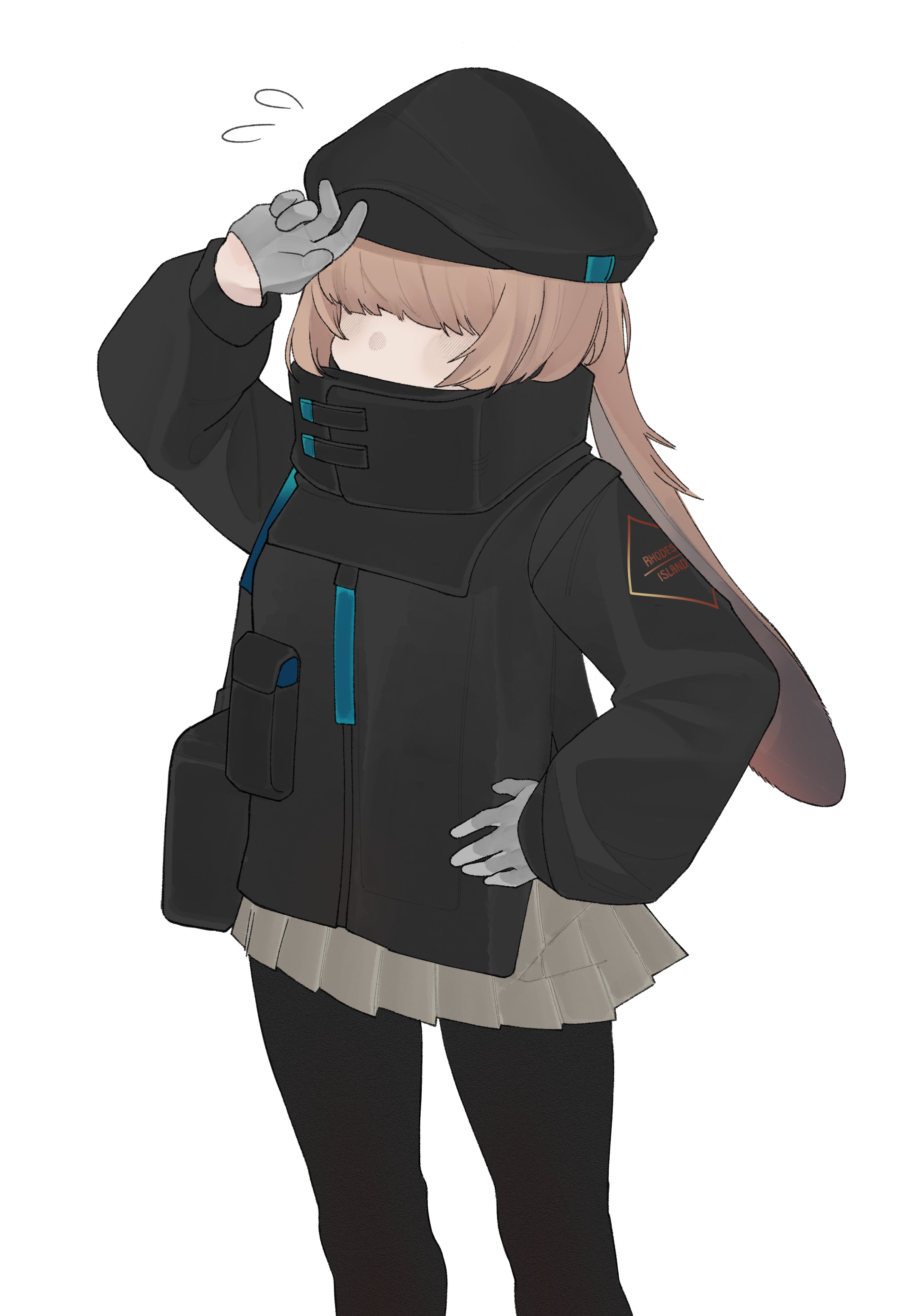 Safebooru - 1girl absurdres animal ears arknights arm up black headwear black jacket black ...