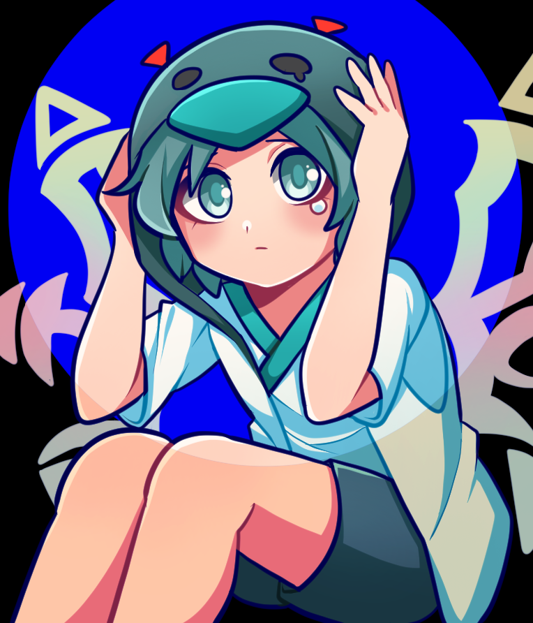 Safebooru - 1jumangoku animal hood black background blue circle blue ...