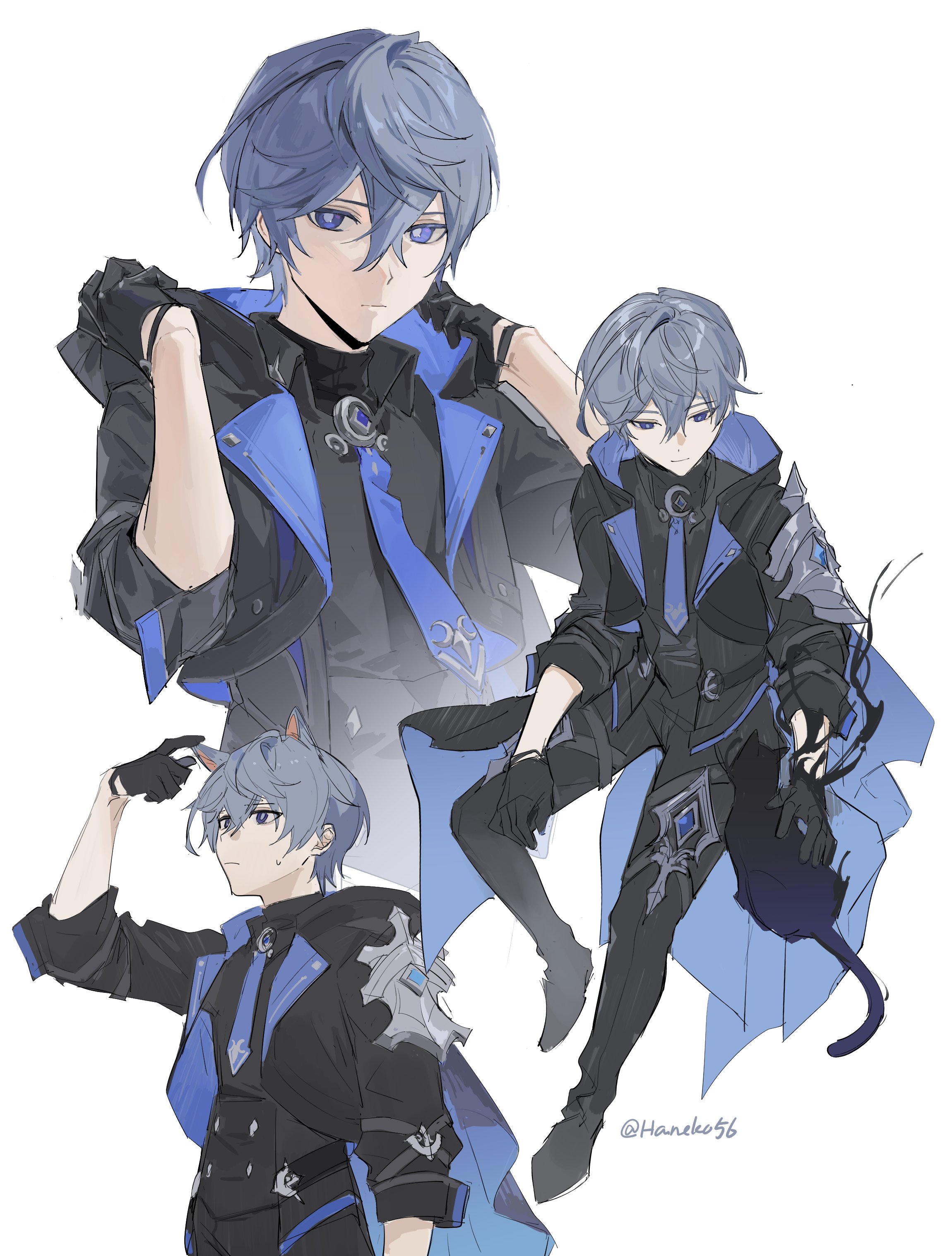 Safebooru - 1boy absurdres akabane yu animal ears black cat black ...