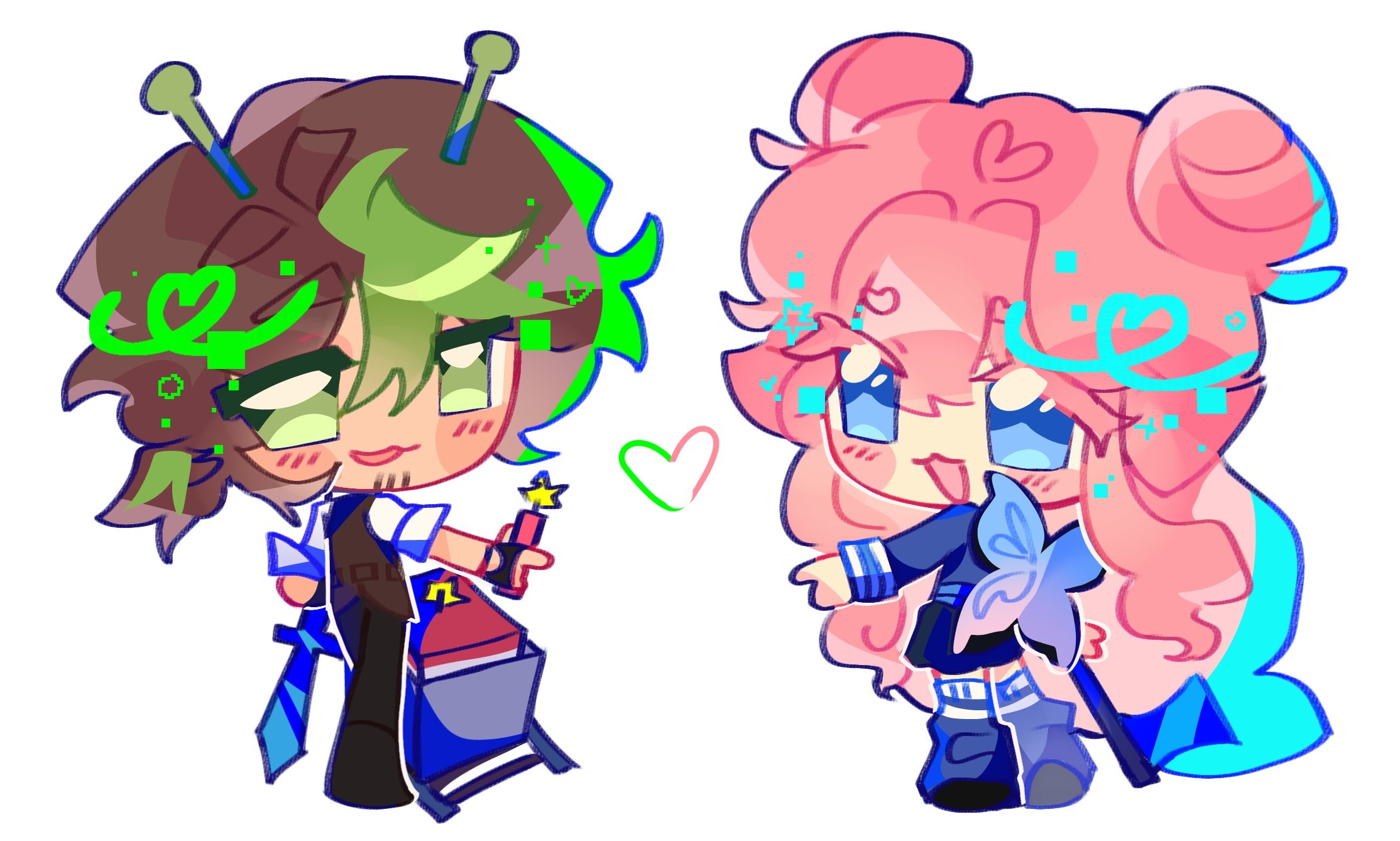 Safebooru - 1boy 1girl :3 :d animification antennae axe beard stubble ...