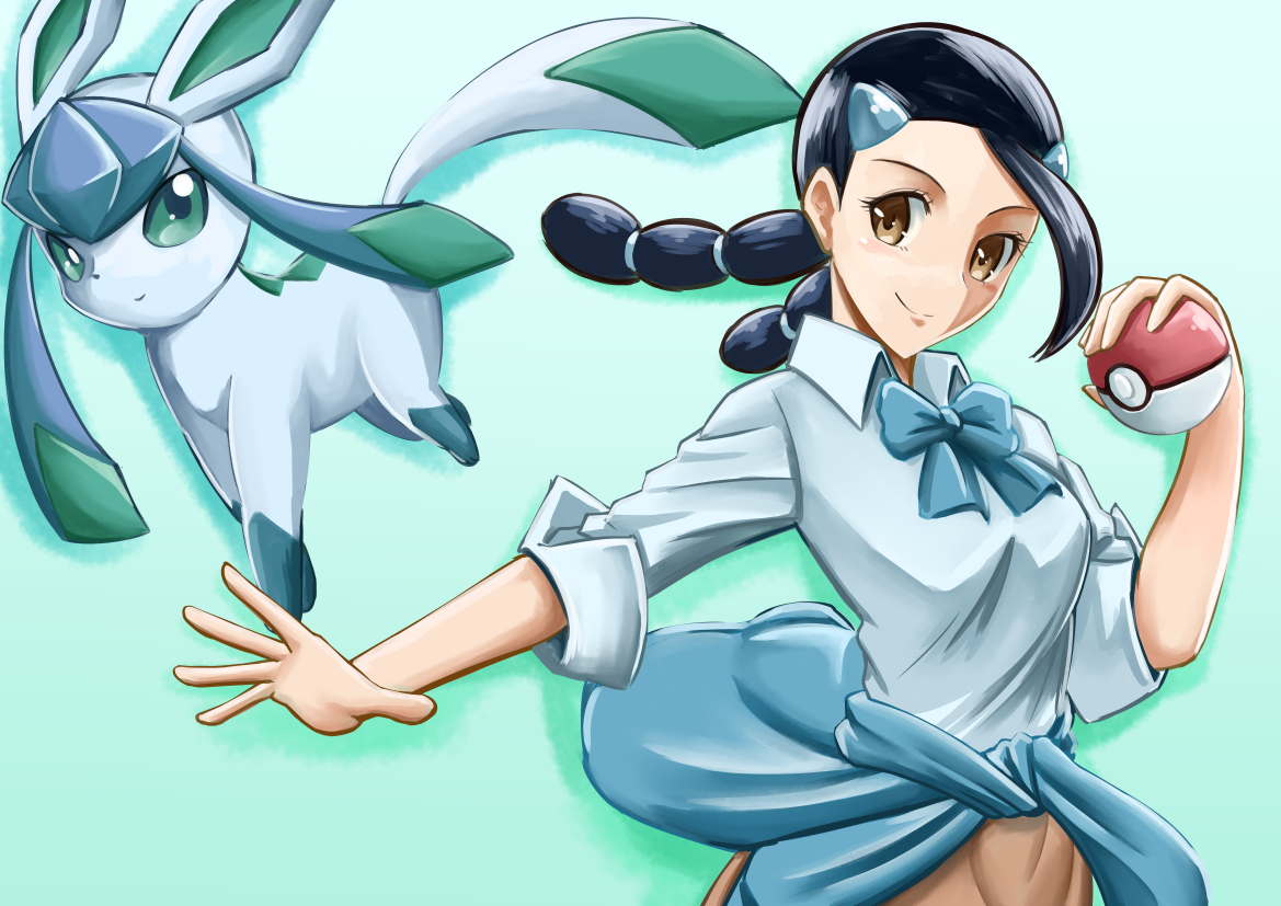 Safebooru - 1girl aqua background aqua eyes black hair blue bow blue ...