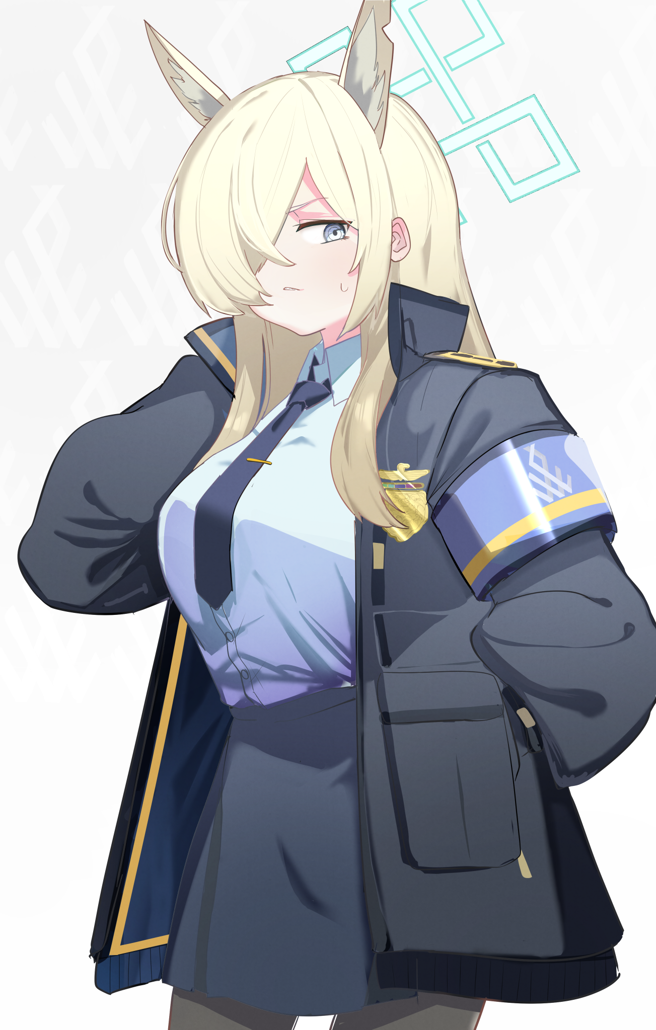 Safebooru - 1girl animal ears armband black jacket black pantyhose blonde hair blue archive blue ...