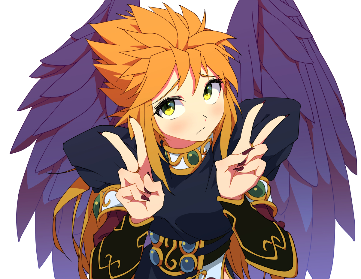 Safebooru - 1girl blonde hair breasts breath of fire breath of fire ii closed mouth double v ...