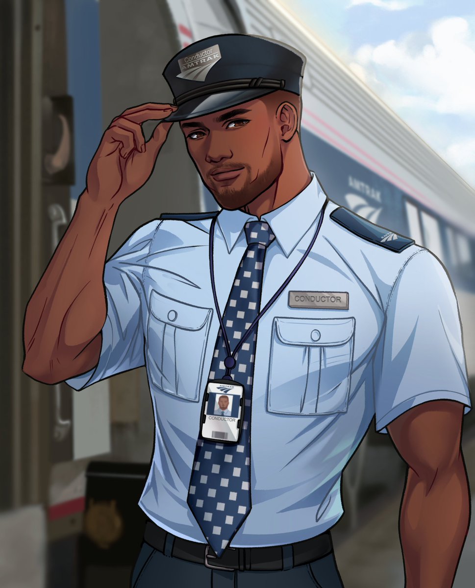 Safebooru - 1boy amtrak artist request badge belt black belt black ...