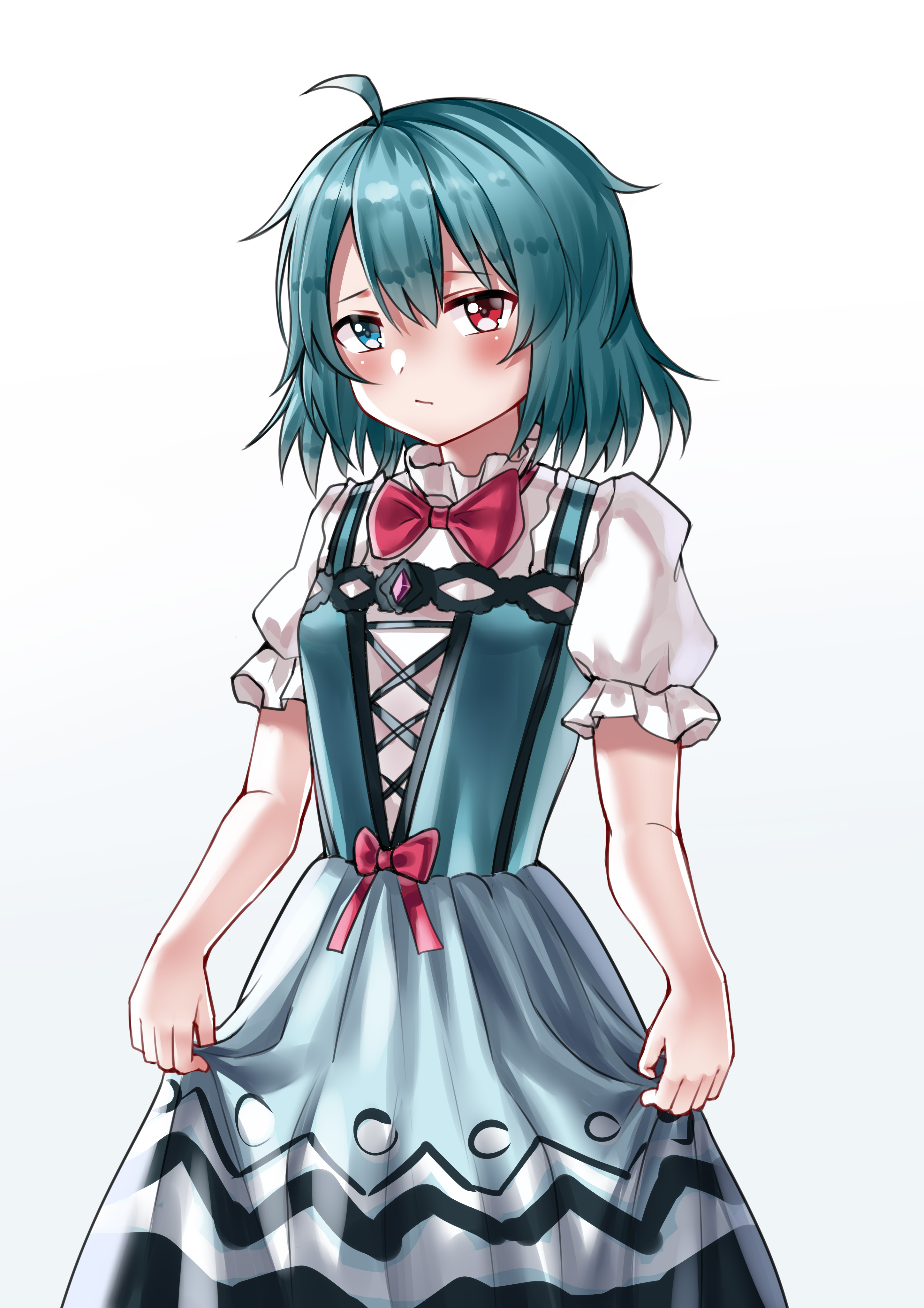 Safebooru - 1girl absurdres ahoge ailu elf alternate costume blue dress blue eyes blue hair ...