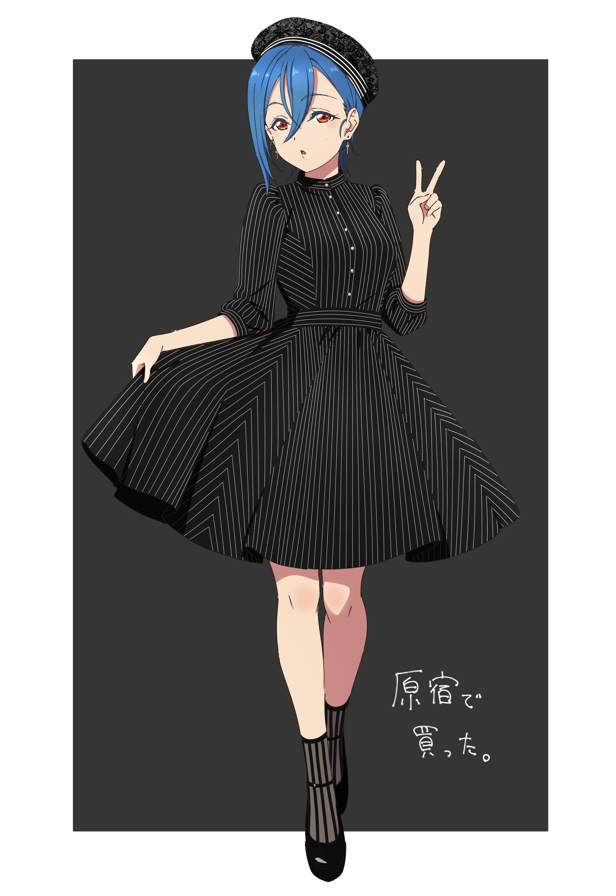 Safebooru - 1girl absurdres alternate costume asymmetrical hair black background black dress ...