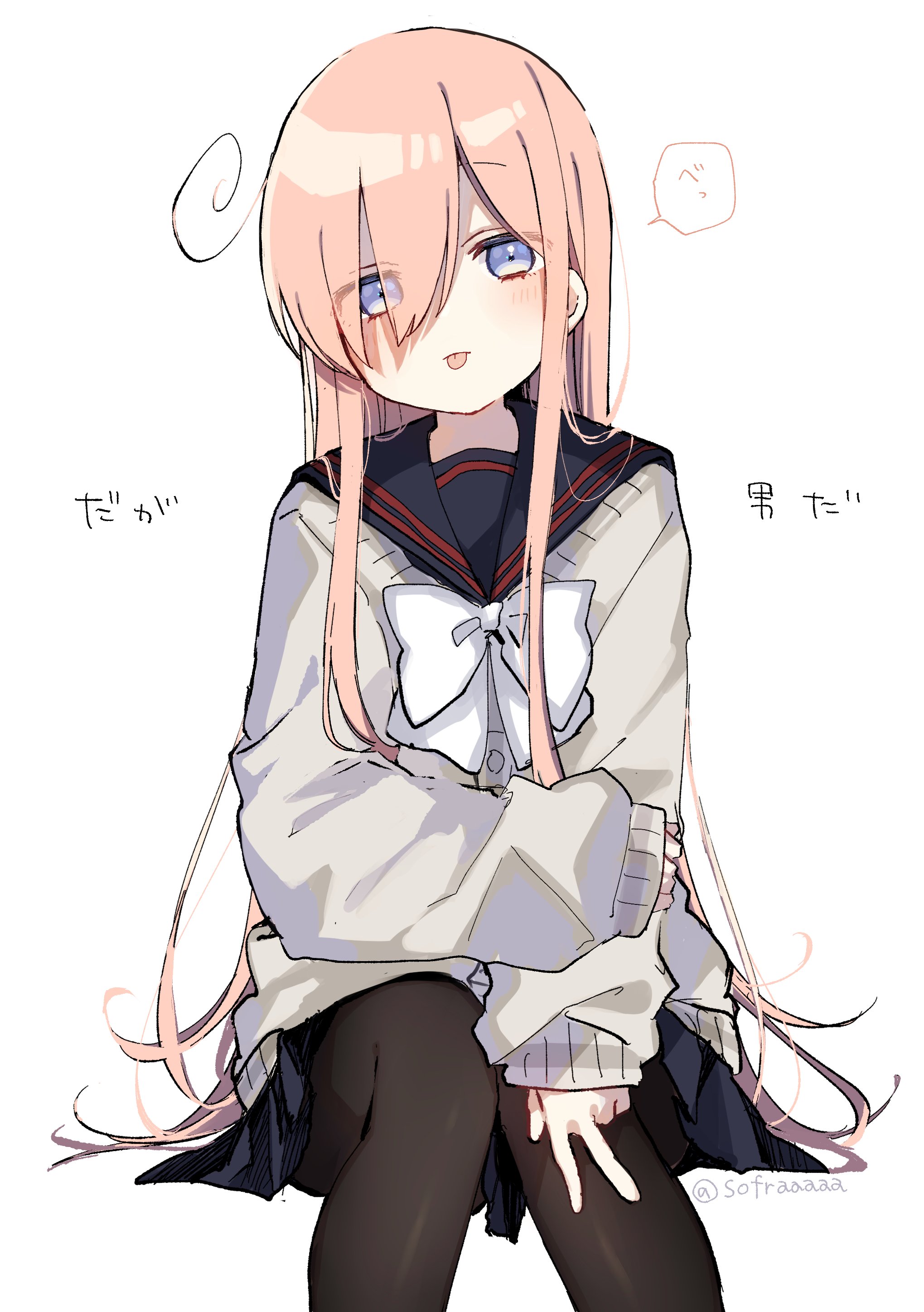 Safebooru - 1girl absurdres black pantyhose black sailor collar black skirt blue eyes bow brown ...