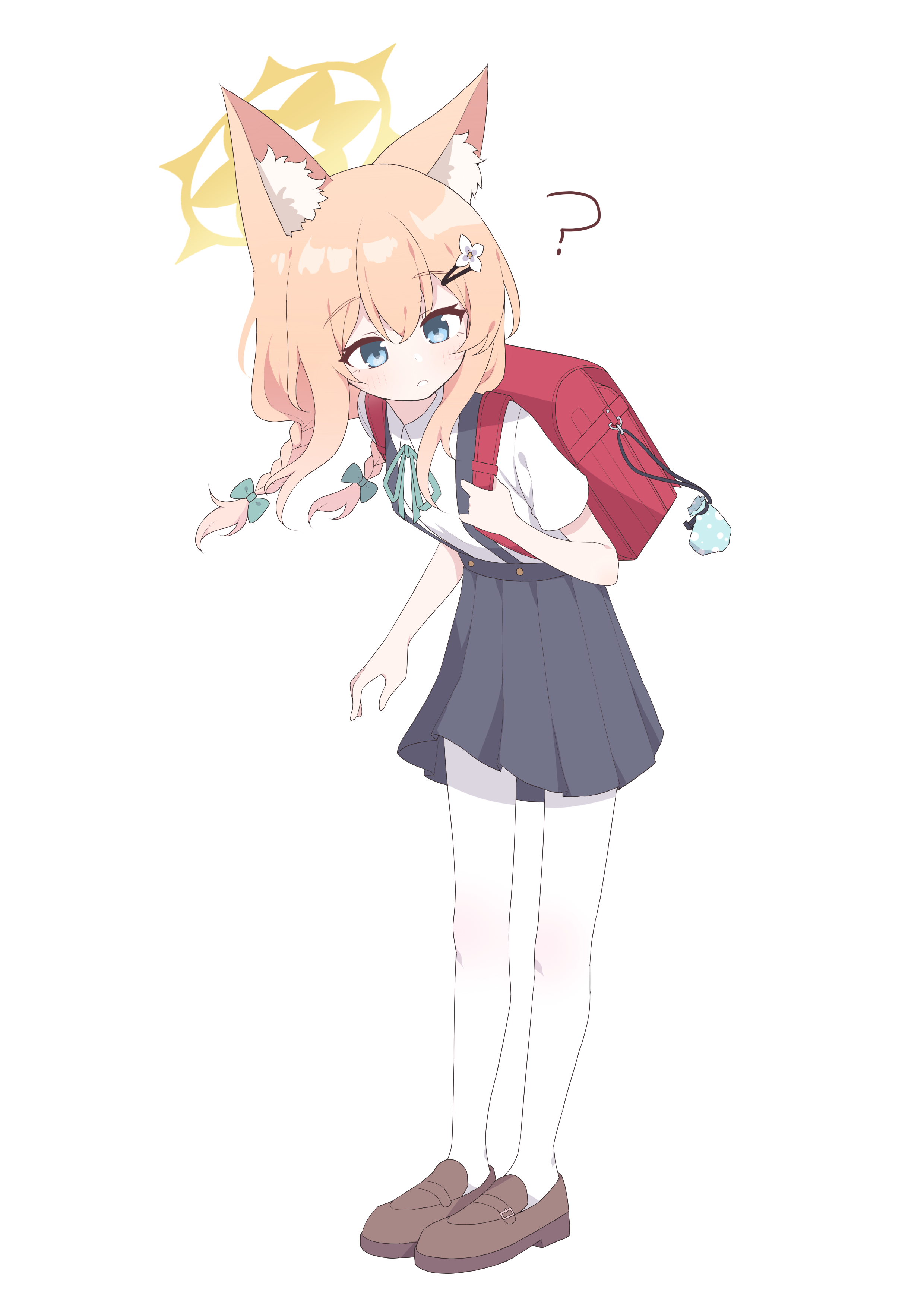 Safebooru - 1girl :o ? absurdres alternate costume animal ear fluff animal ears aqua ribbon ...