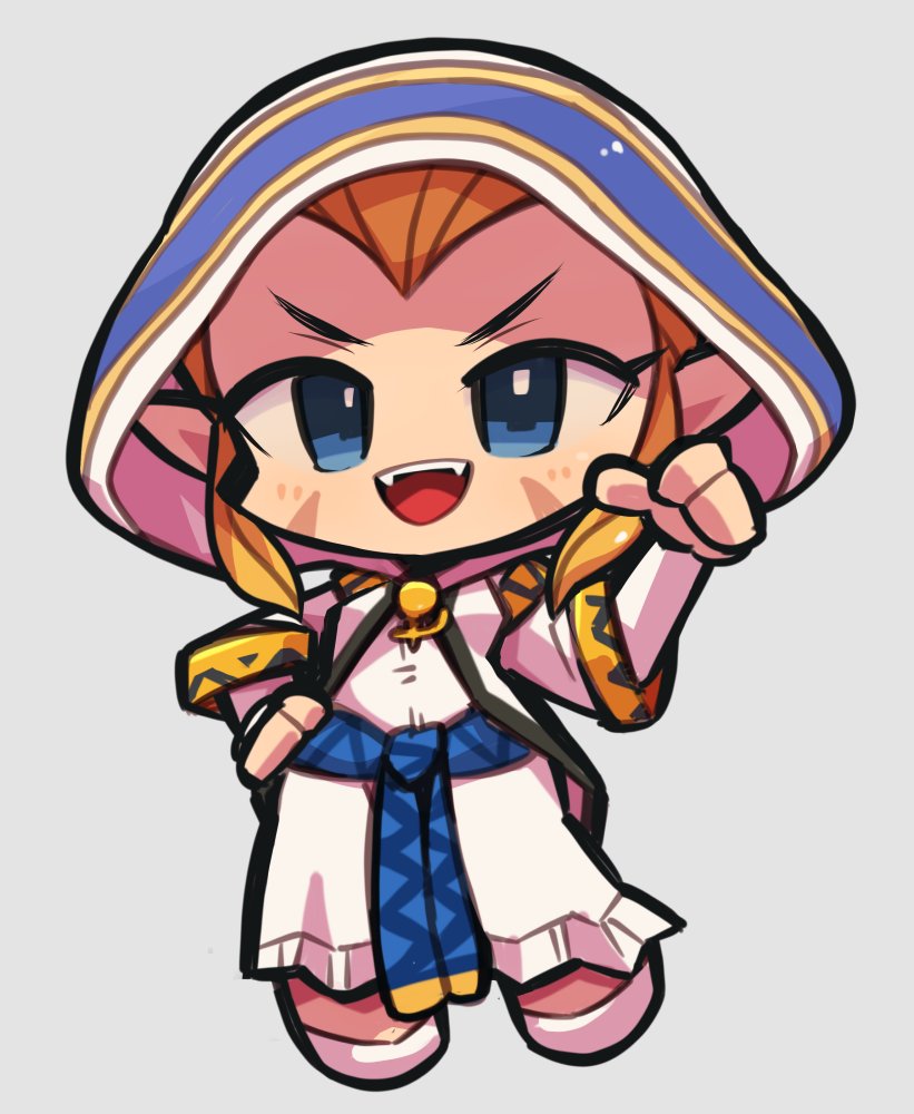 Safebooru - 1girl :d blonde hair blue eyes chibi cloak dress facial ...