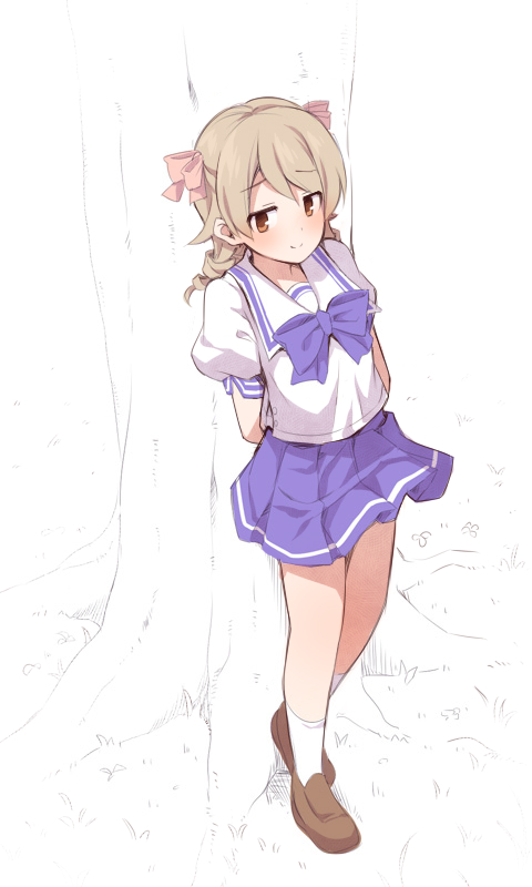 Safebooru - 1girl blue bow blue skirt bow brown eyes brown footwear closed mouth cosplay full ...