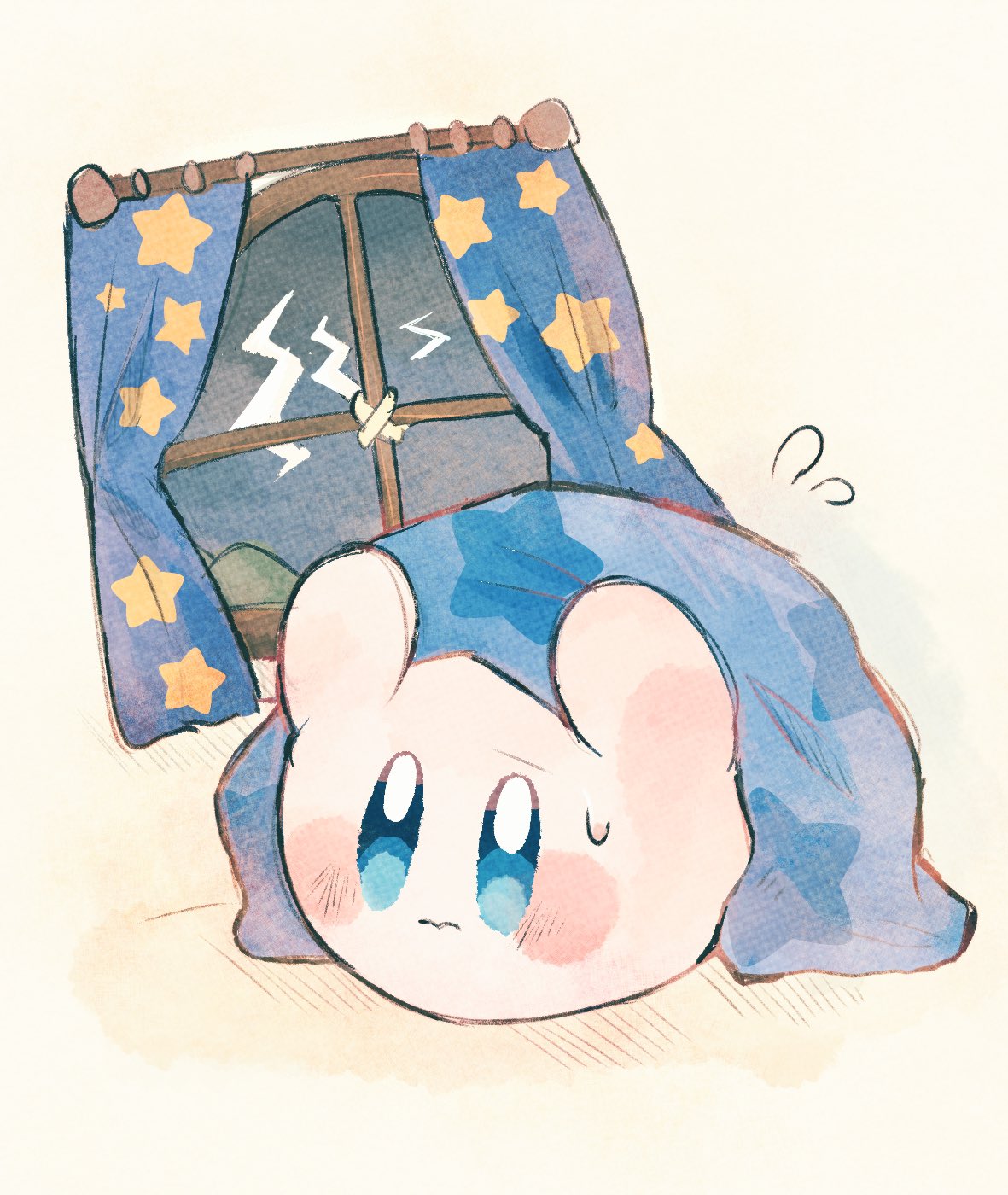 Safebooru 1boy Bed Sheet Blue Eyes Blush Clouds Cloudy Sky Curtains 7703