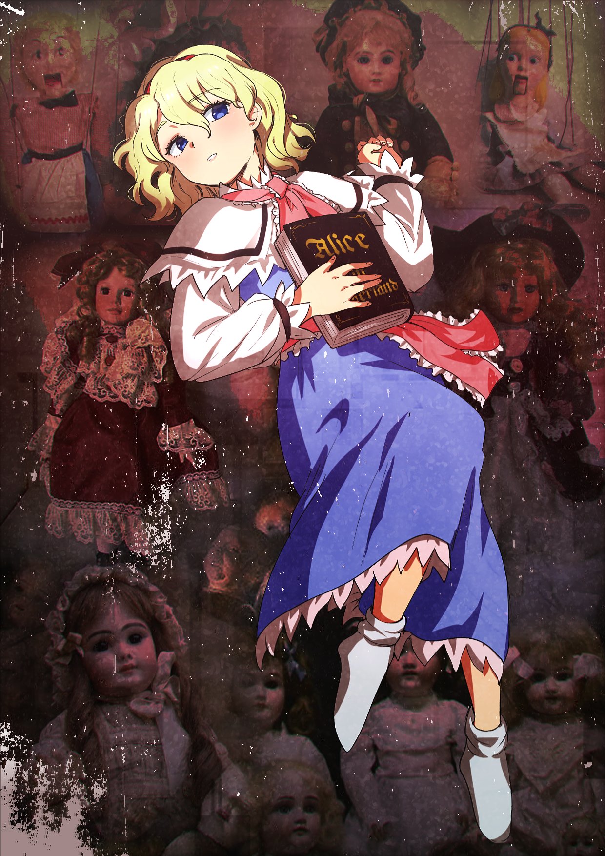 Safebooru - 1girl alice margatroid blonde hair blue dress blue eyes book capelet commentary doll ...
