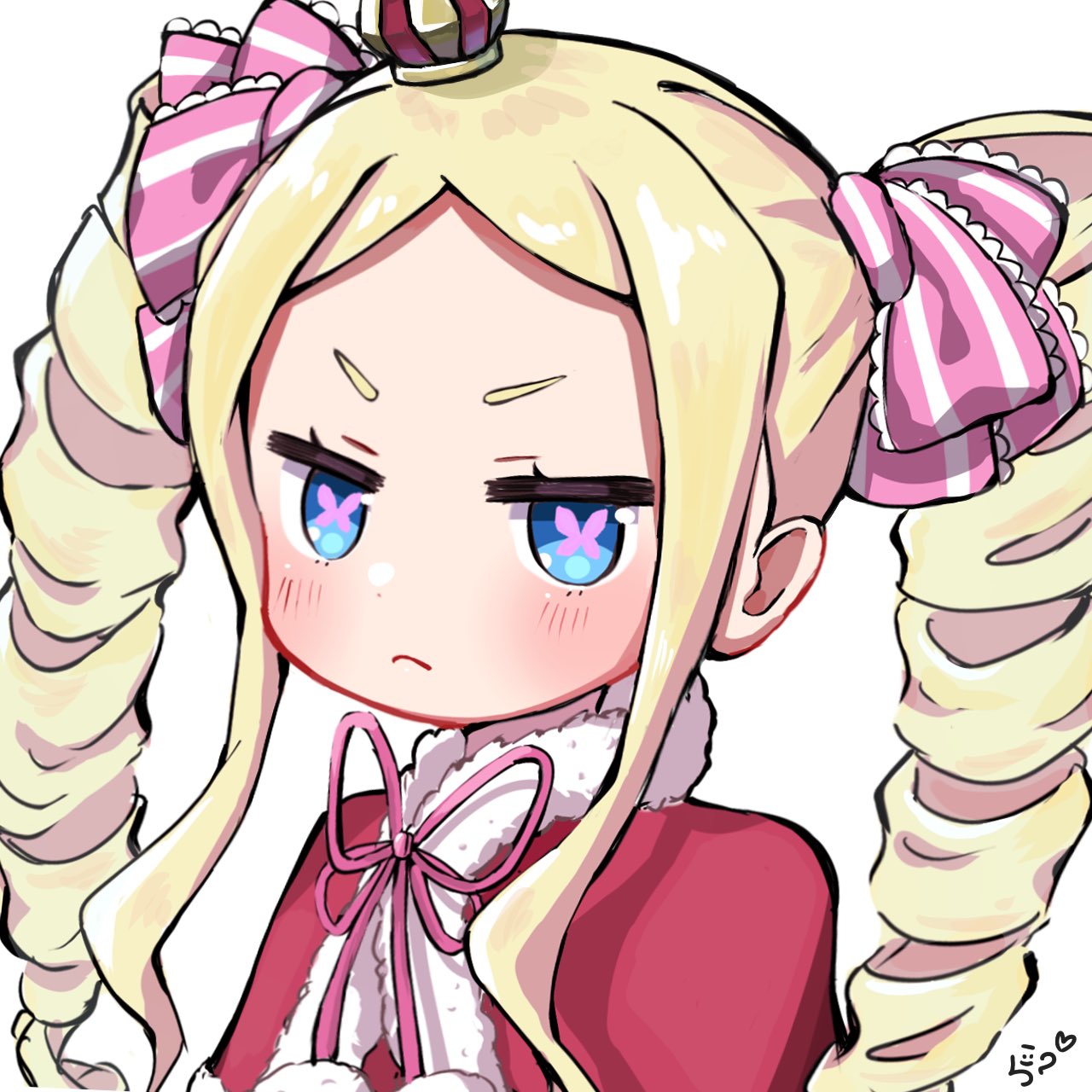 Safebooru - 1girl beatrice (re:zero) blonde hair blue eyes capelet drill hair hair ribbon ...