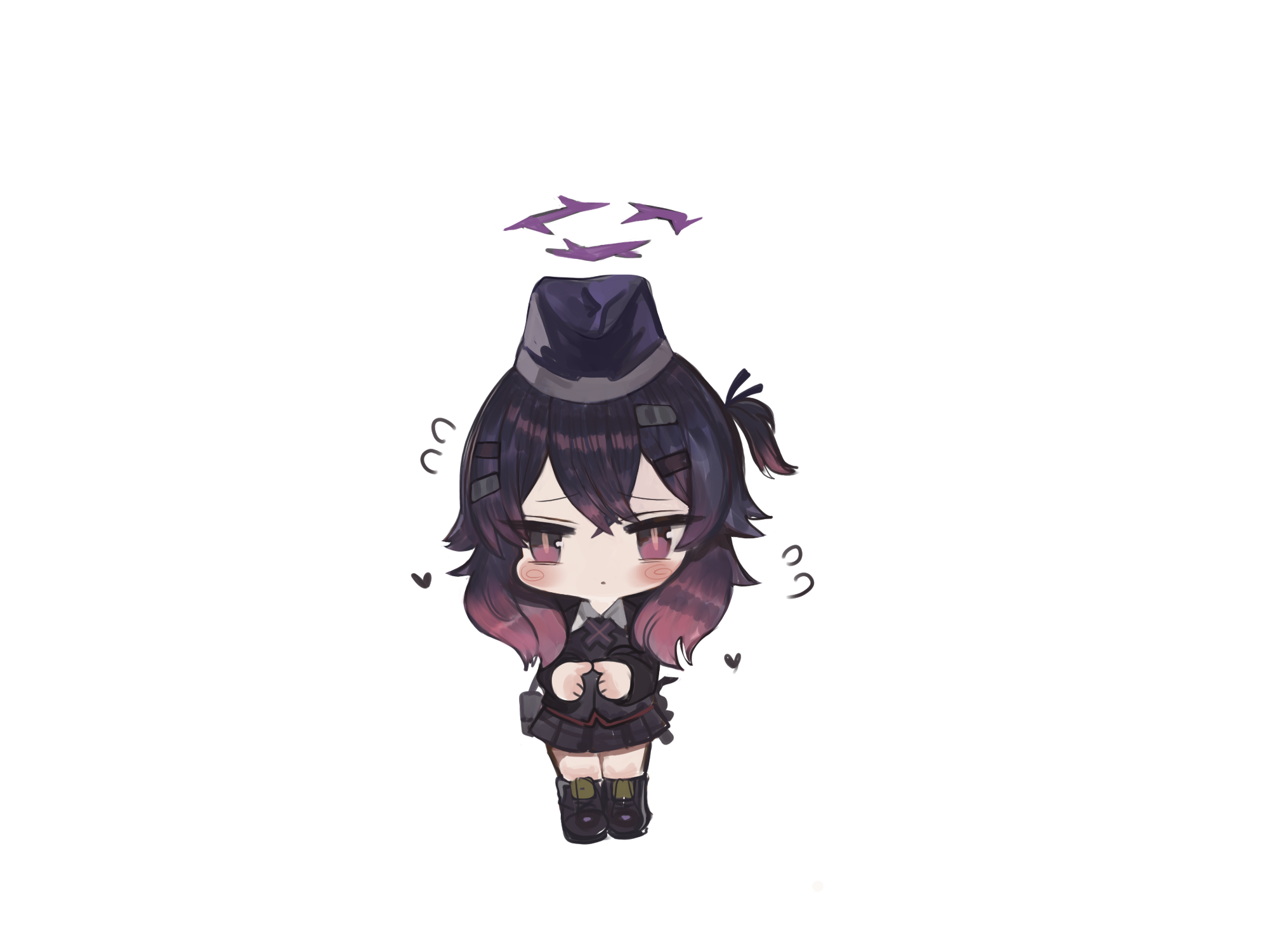 Safebooru - 1girl black footwear black hair black headwear black jacket black skirt blue archive ...