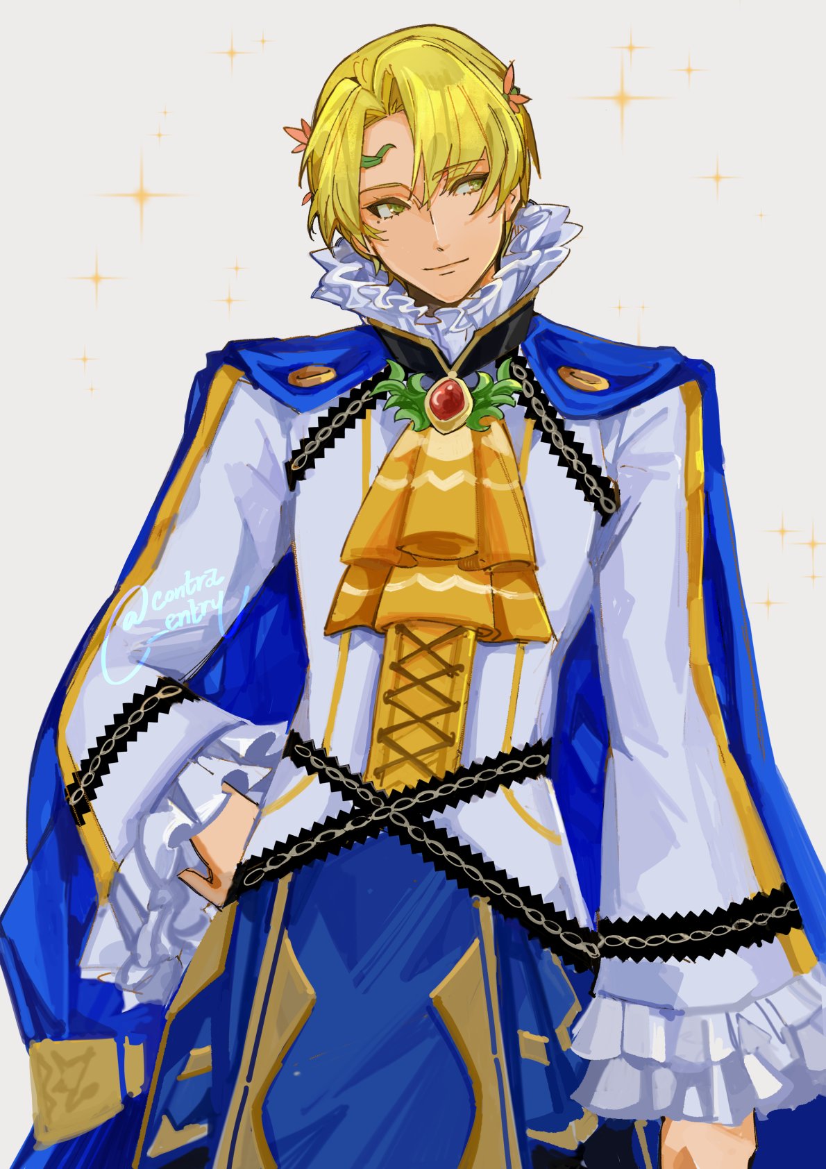 Safebooru - 1boy alfred (fire emblem) ascot blonde hair blue cape cape circlet fire emblem fire ...
