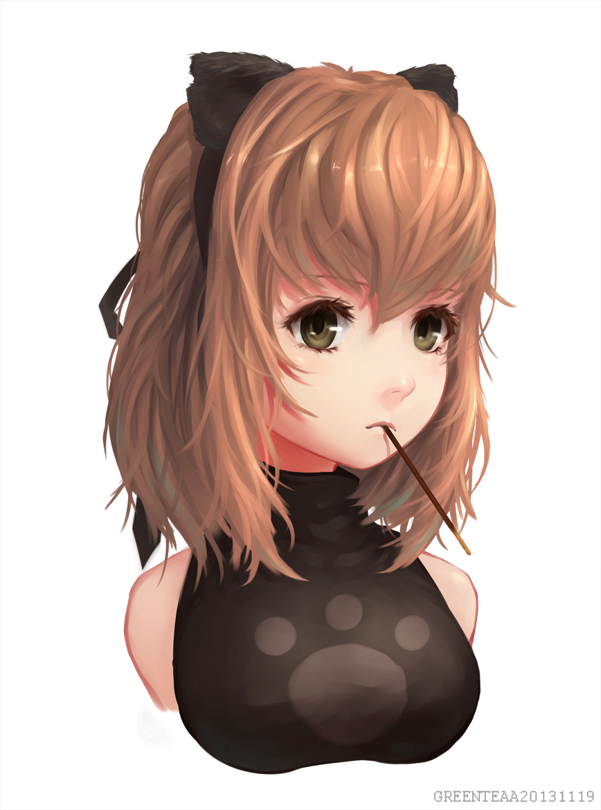 Safebooru - 1girl animal ears bare shoulders blonde hair breasts cat ears closed mouth ...
