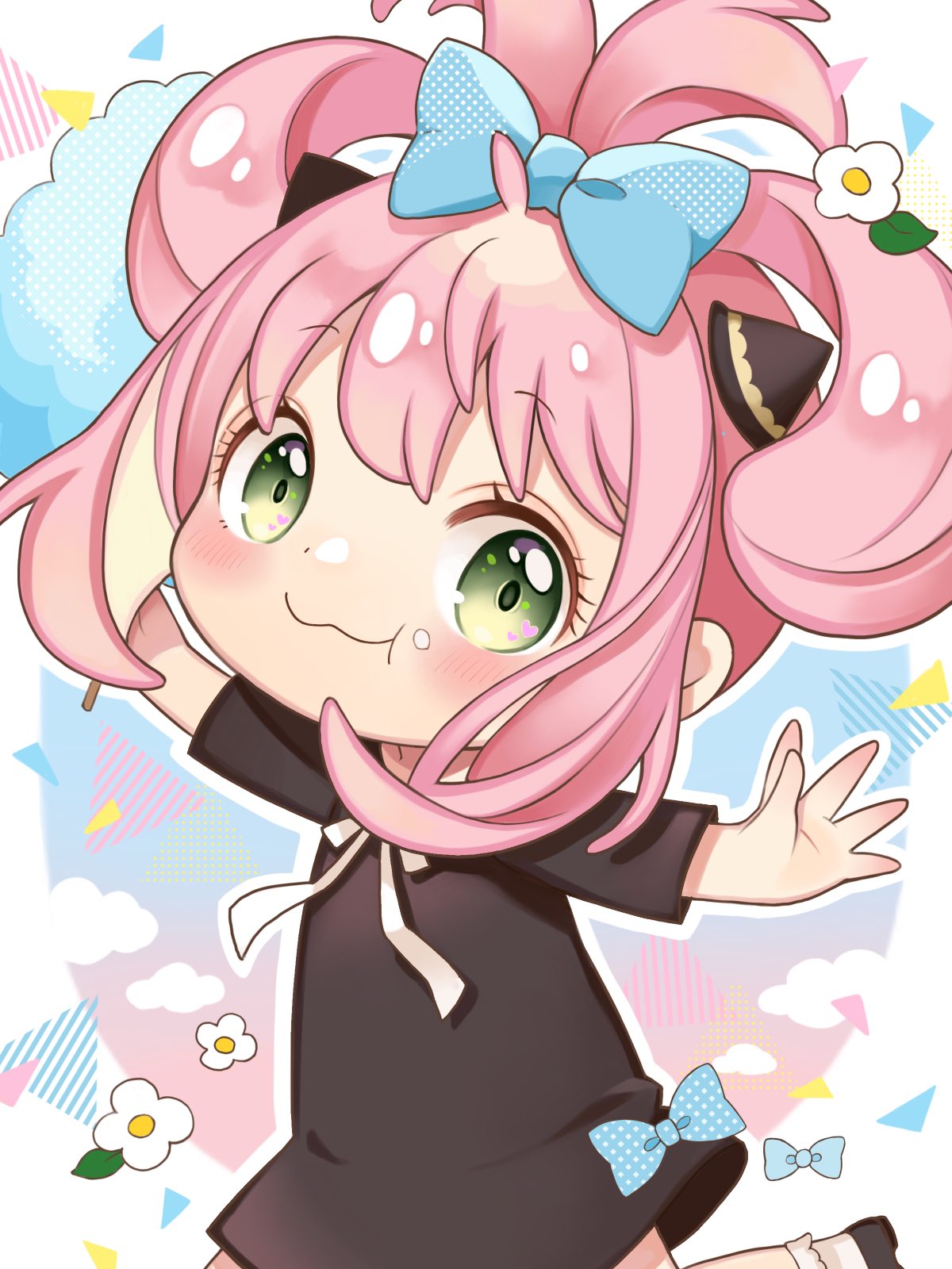 Safebooru - 1girl alternate hairstyle anya (spy x family) blue bow ...